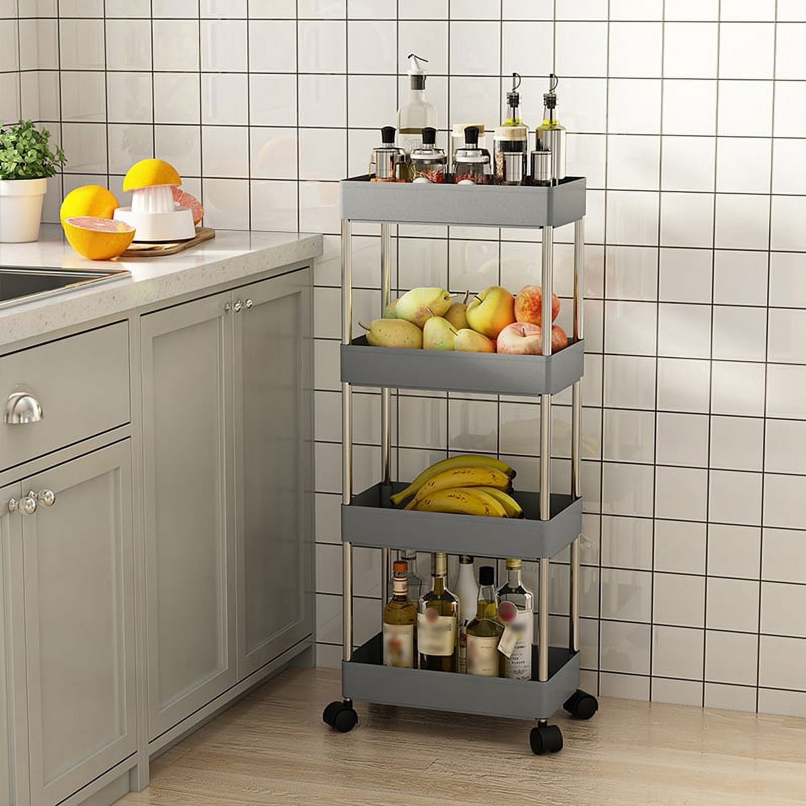 Kitchen storage rack Trolley Organizer Cart With Wheels Kitchen ...