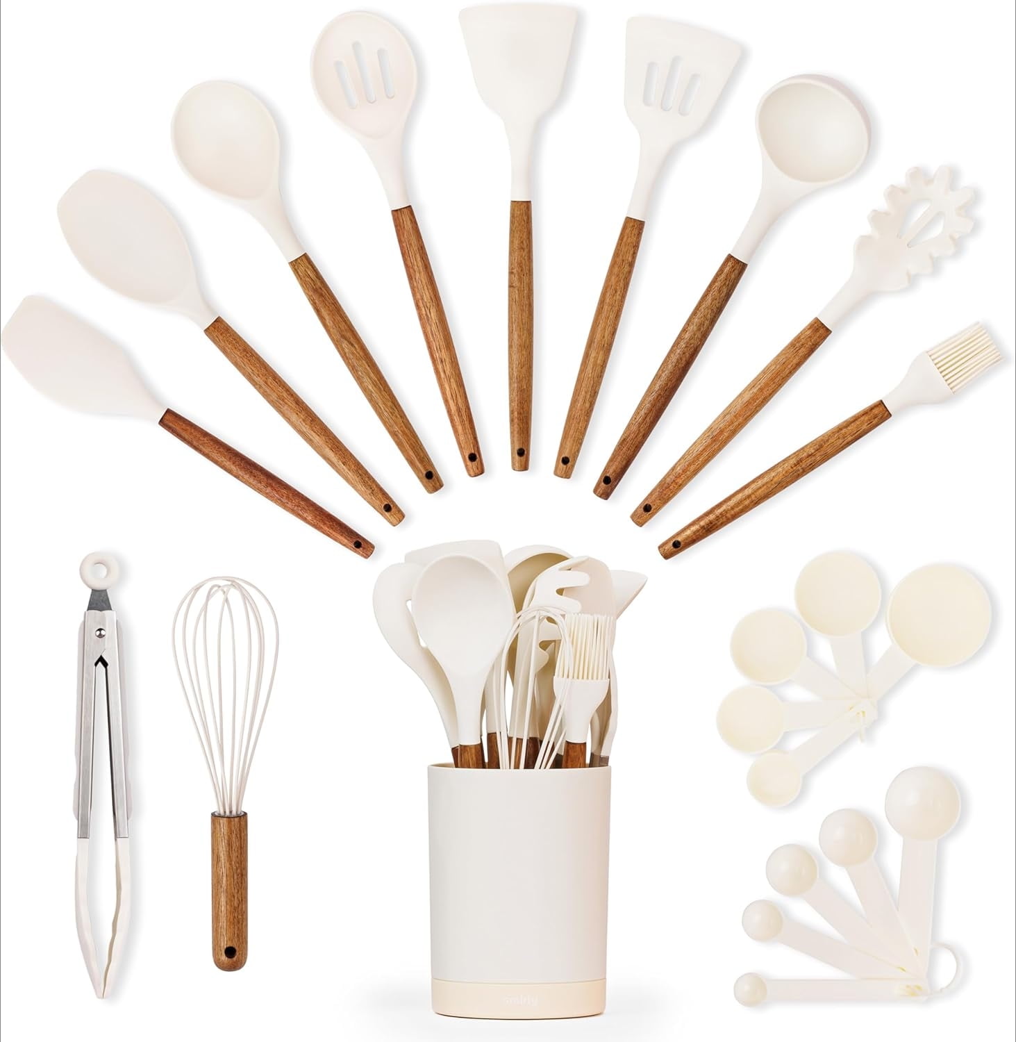 Kitchen utensil set -22 piece silicone cookware set, spatula set with ...