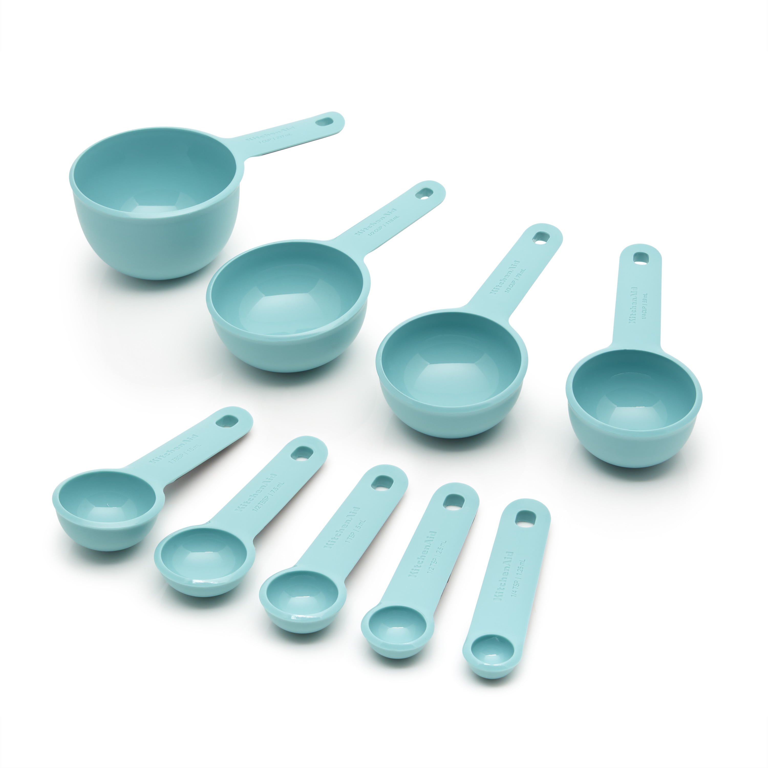 KitchenAid 9-Piece Plastic Measuring Cups and Spoons Set Blue Aqua Sky ...