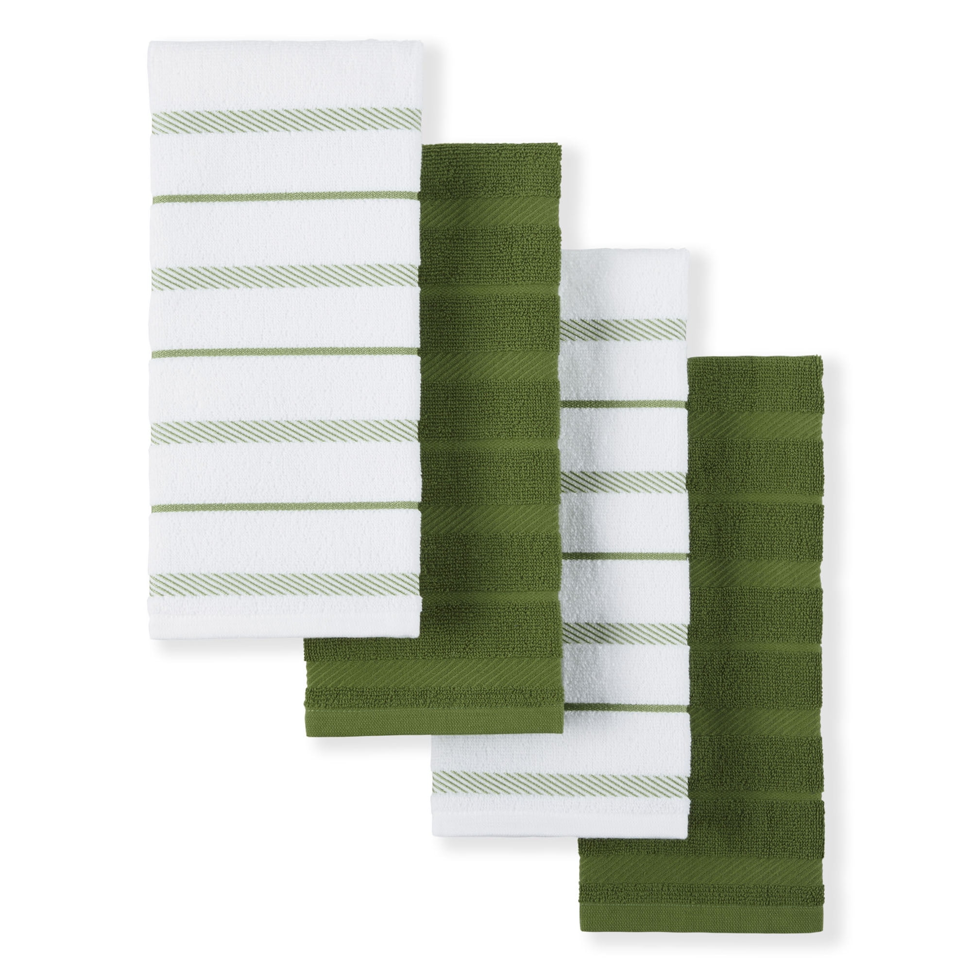 KitchenAid Albany Kitchen Towel 4-Pack Set, Matcha Green/White, 16"x26 ...