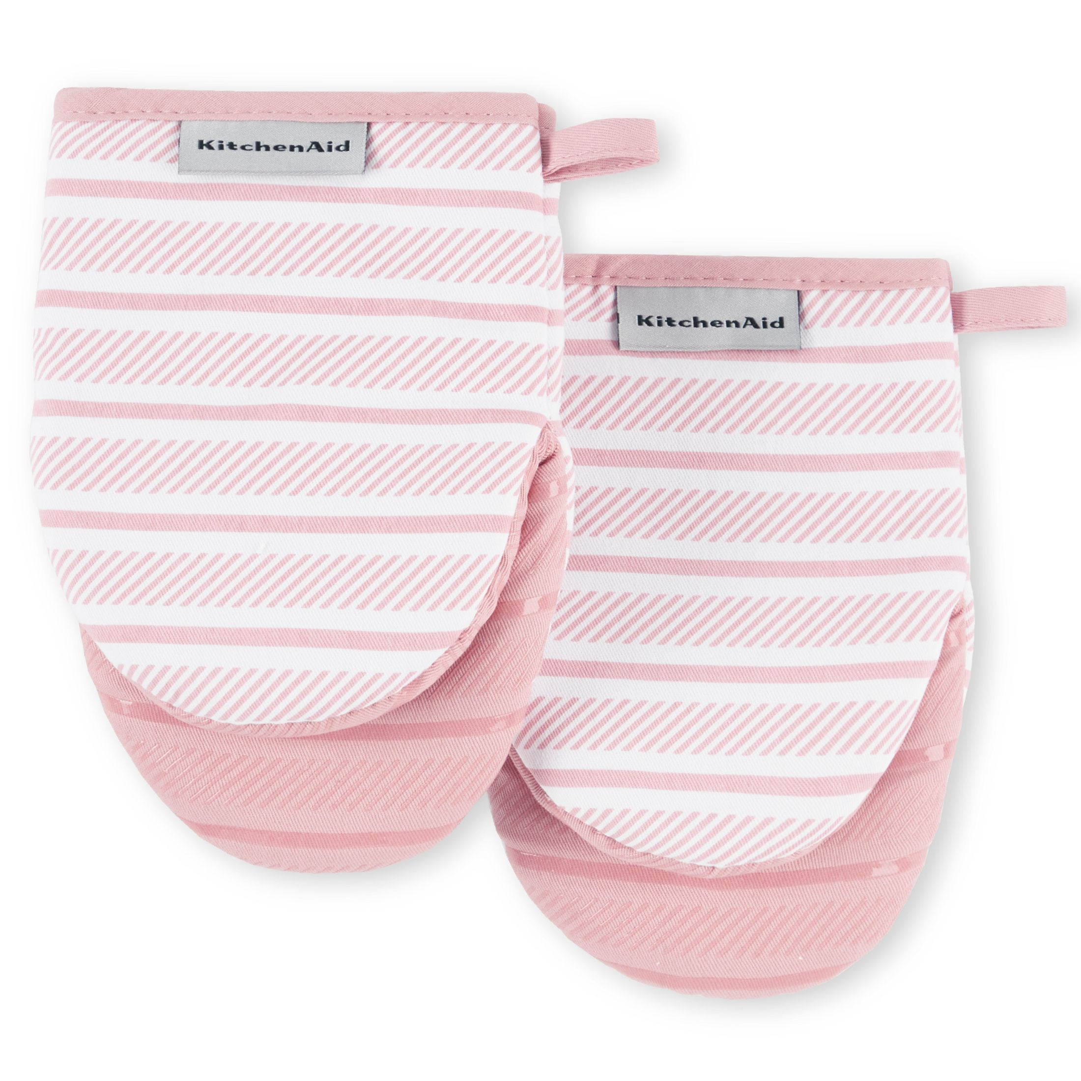 KitchenAid Albany Mini Oven Mitts 2-Pack, Dried Rose, Heat Resistant ...