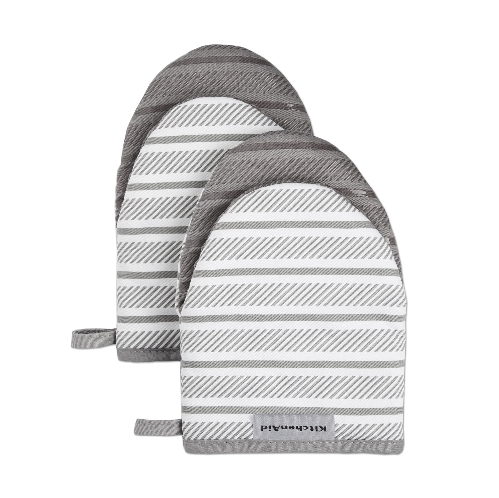 KitchenAid Albany Mini Oven Mitt 2-Pack, Grey, 5.5x8, Silicone Grip ...