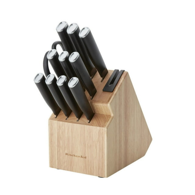 KitchenAid Classic Japanese Steel 12-Piece Knife Block Set with Built ...