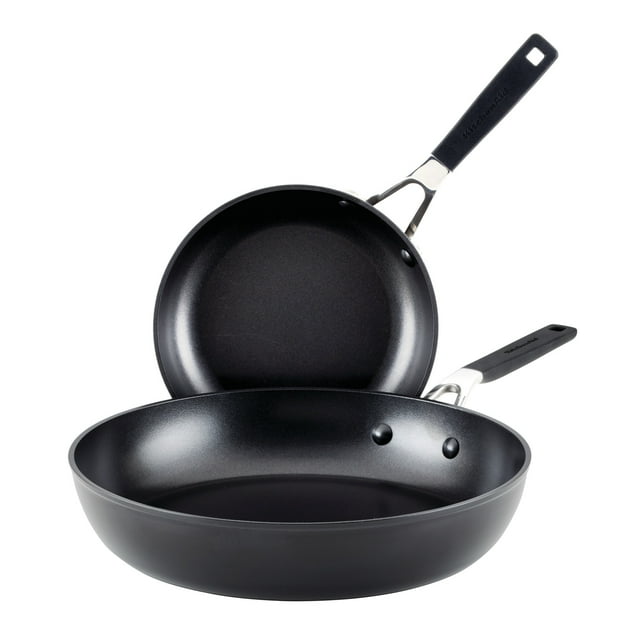 KitchenAid Hard Anodized 12.25" and 8.25" Nonstick Frying Pan Set, Onyx ...