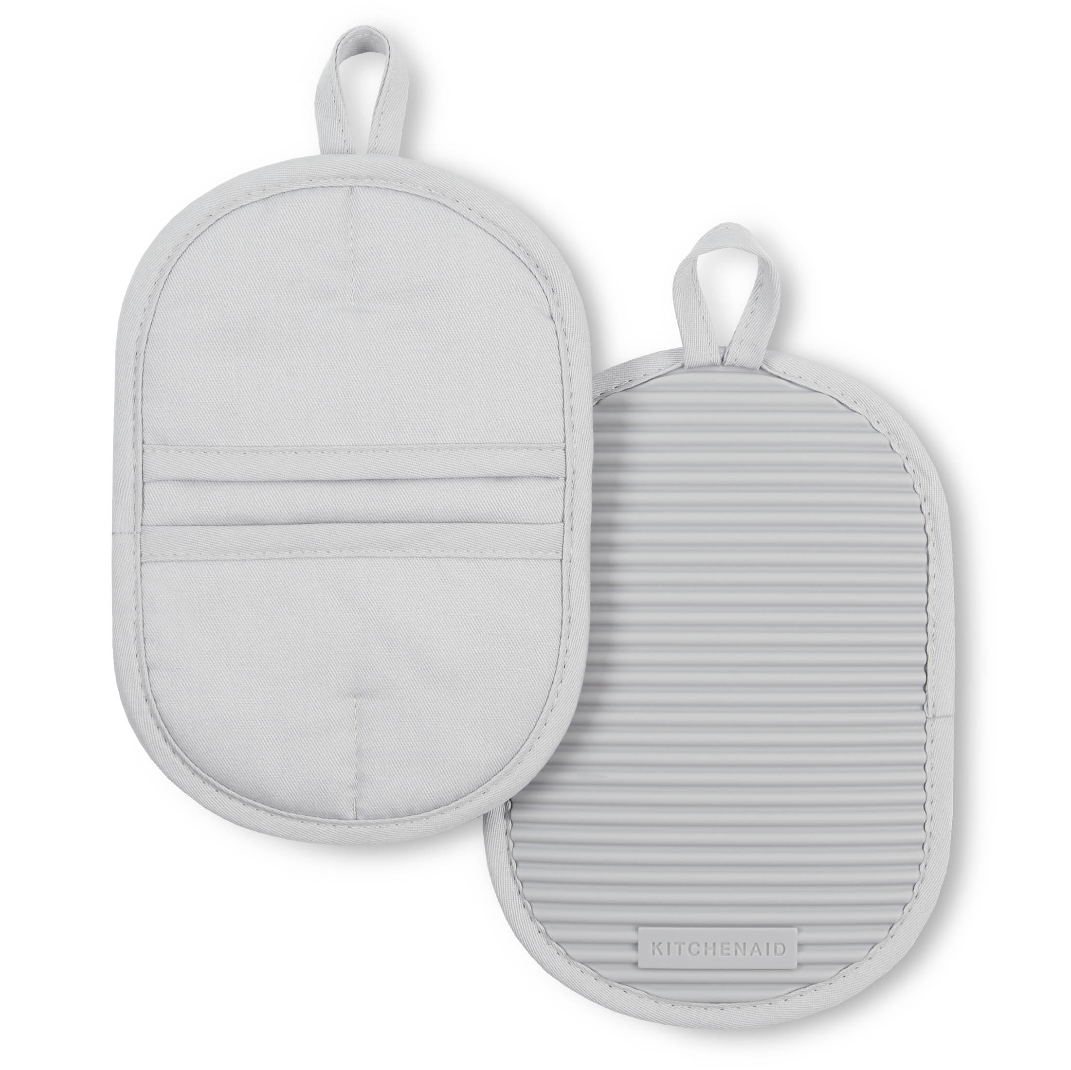 KitchenAid Ribbed Soft Silicone Pot Grabber 2-Pack Set, Matte Grey, 5 ...