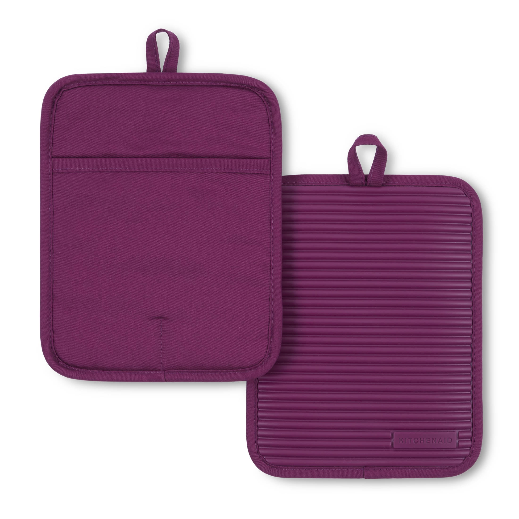 KitchenAid Silicone Pot Holders 2-Pack Set, Beet, 7x9, Heat Resistant ...