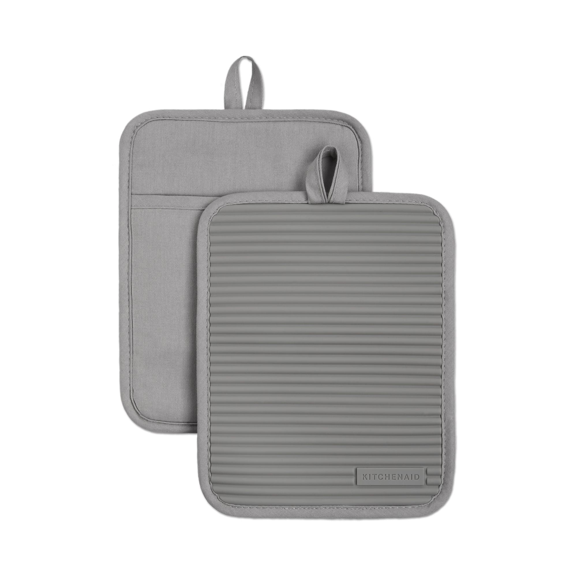 KitchenAid Ribbed Silicone Pot Holder Set - Heat Resistant 500F ...