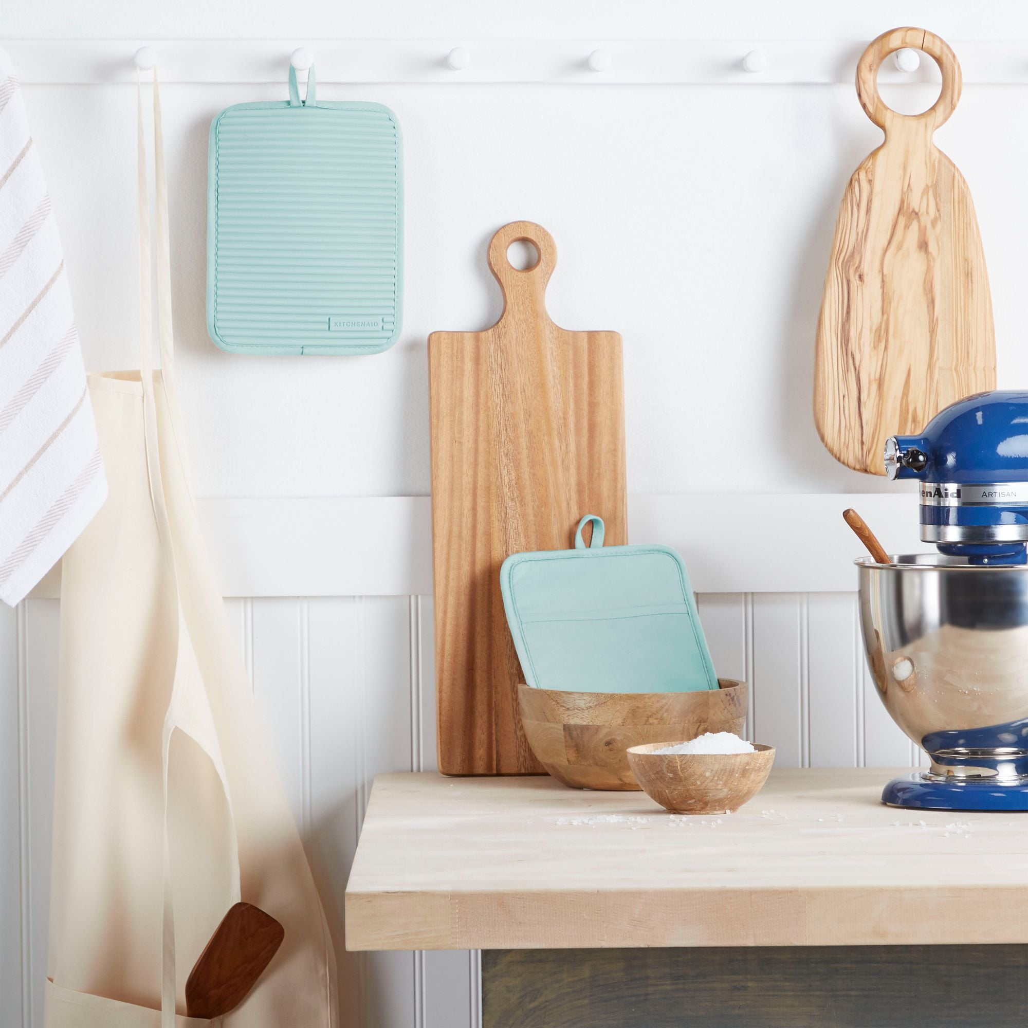 KitchenAid Ribbed Soft Silicone Pot Holder 2-Pack Set, Mineral Water ...