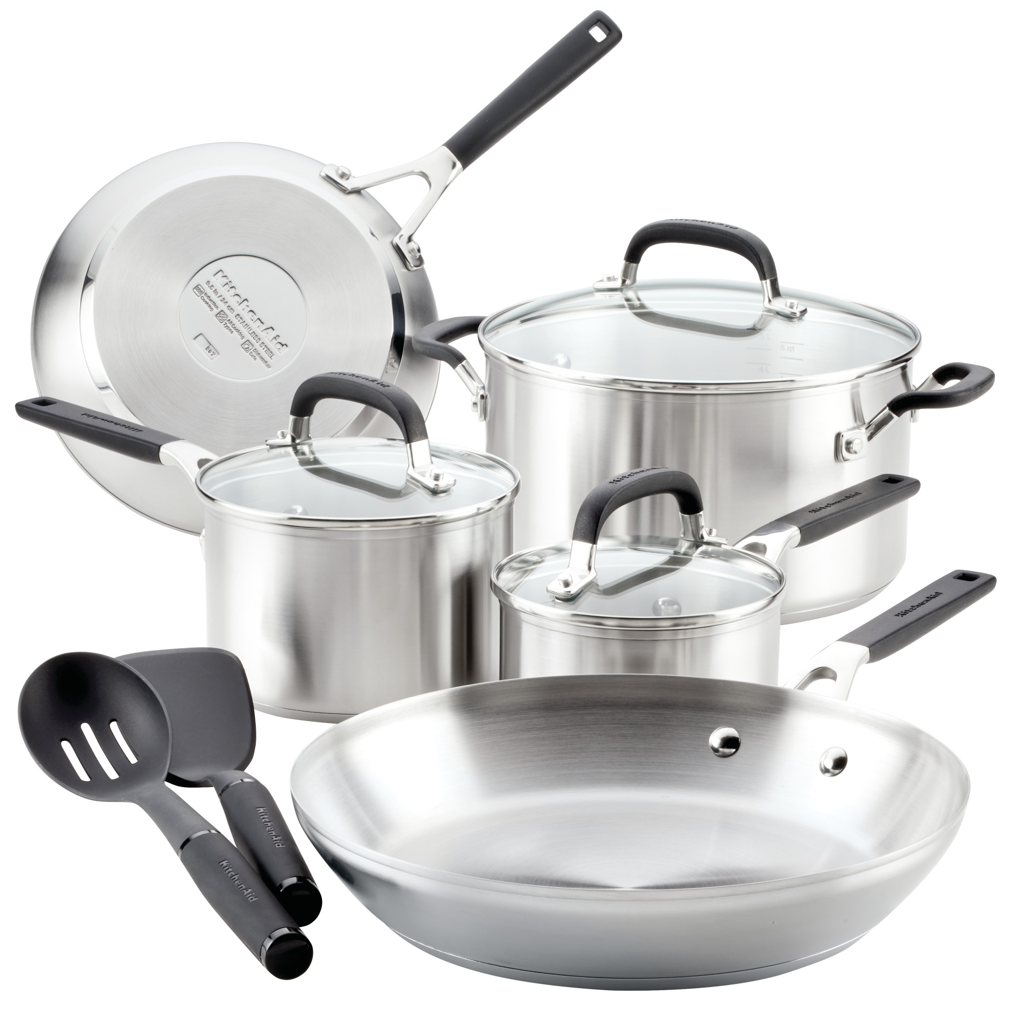 Kitchenaid Stainless Steel 10-Piece Cookware Set (Kc2Ss10Ls) - Walmart.com