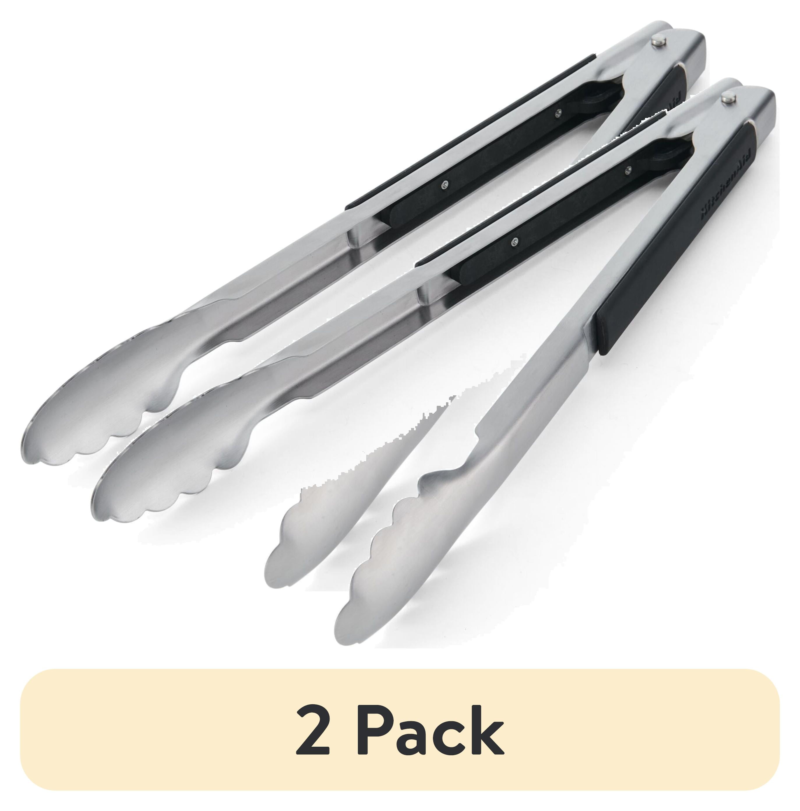 (2 pack) KitchenAid Stainless Steel Slide Locking Tongs Black - Walmart.com