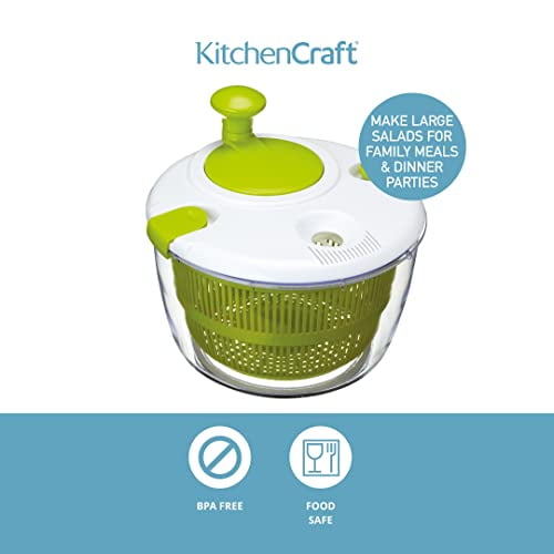 KitchenCraft Deluxe Salad Spinner and Dresser, BPA Plastic Free and ...