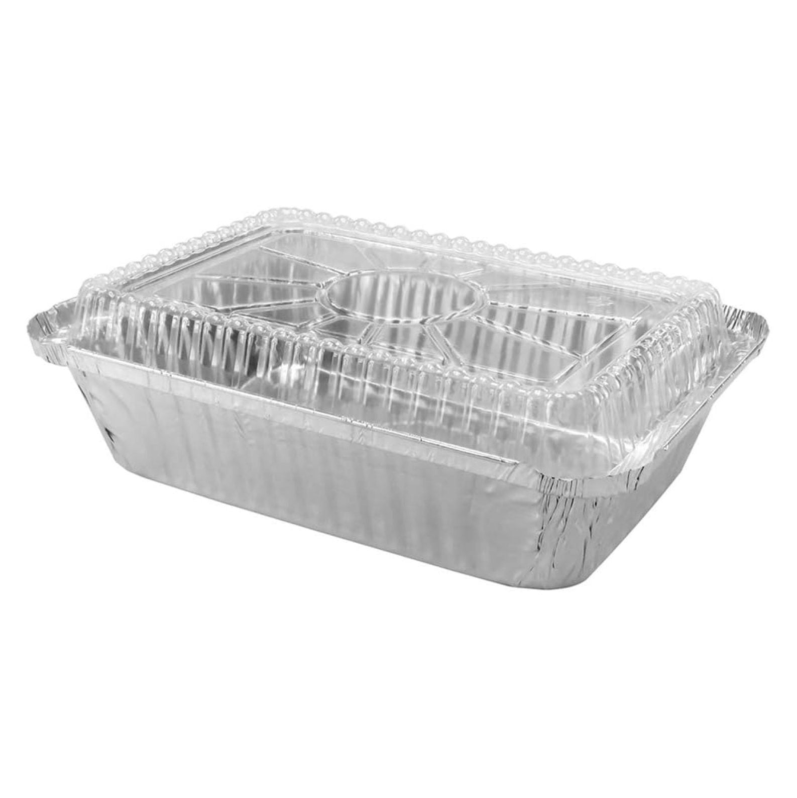 KitchenDance Aluminum Disposable 2 1/4 Lb. Food Storage Pan with Clear ...