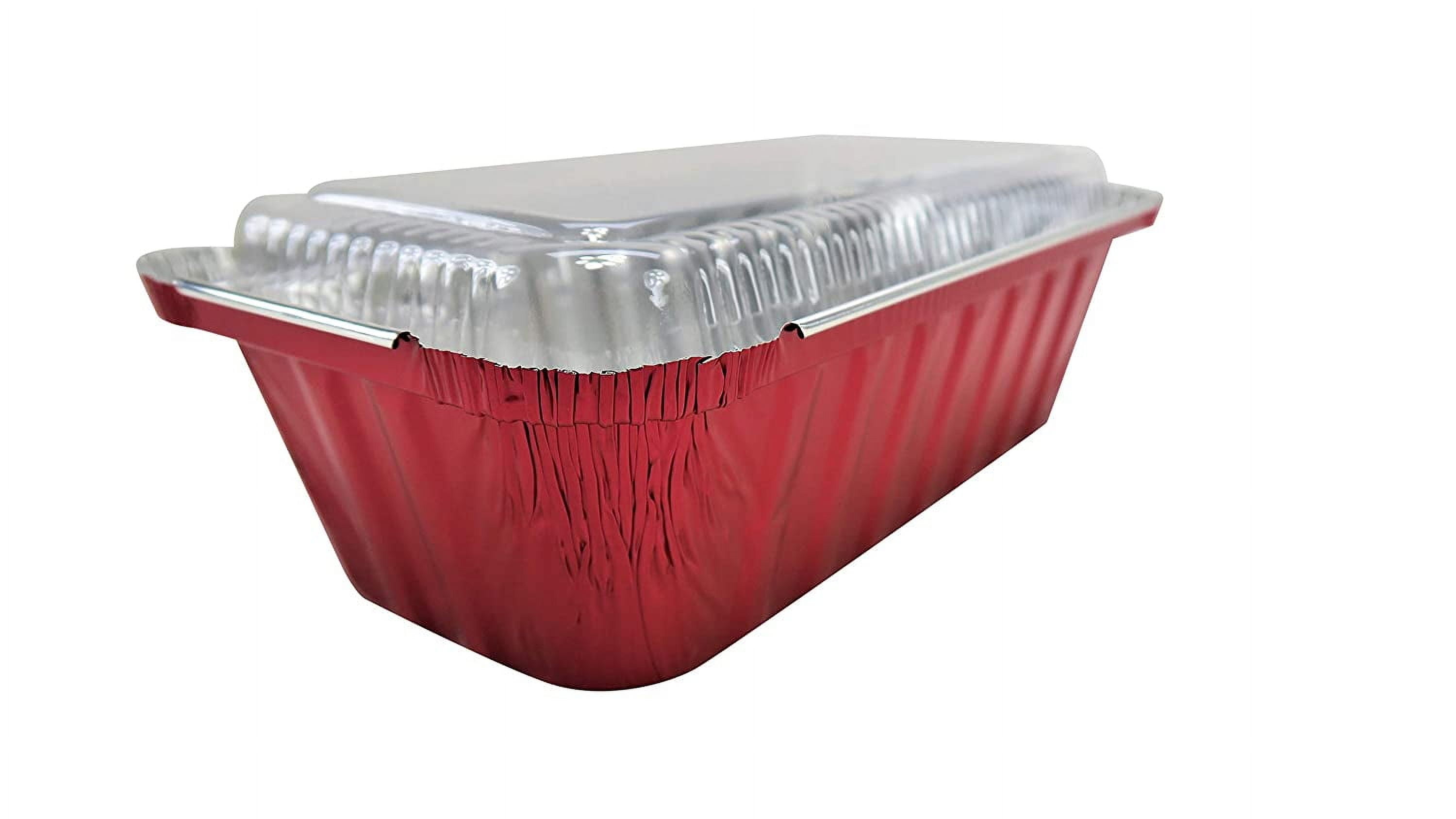 KitchenDance Disposable Aluminum Closable Loaf Pan with Plastic Lids, 2 Pounds, Red, 1850P ...
