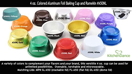 KitchenDance Disposable Colored Aluminum Foil Ramekins Pan with Lids ...