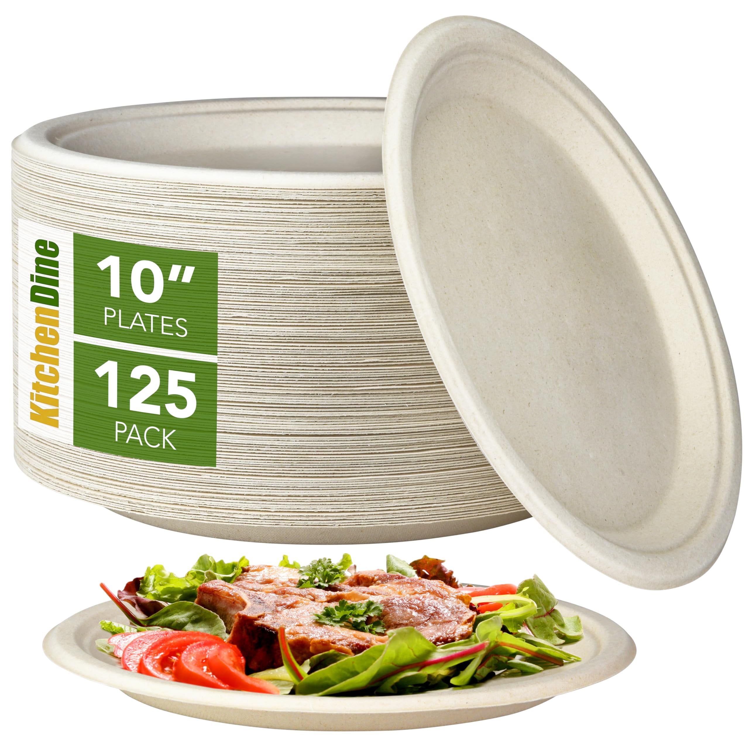 KitchenDine 125 pack | 10 inch AFN1Heavy Duty Paper Plate | 100% ...
