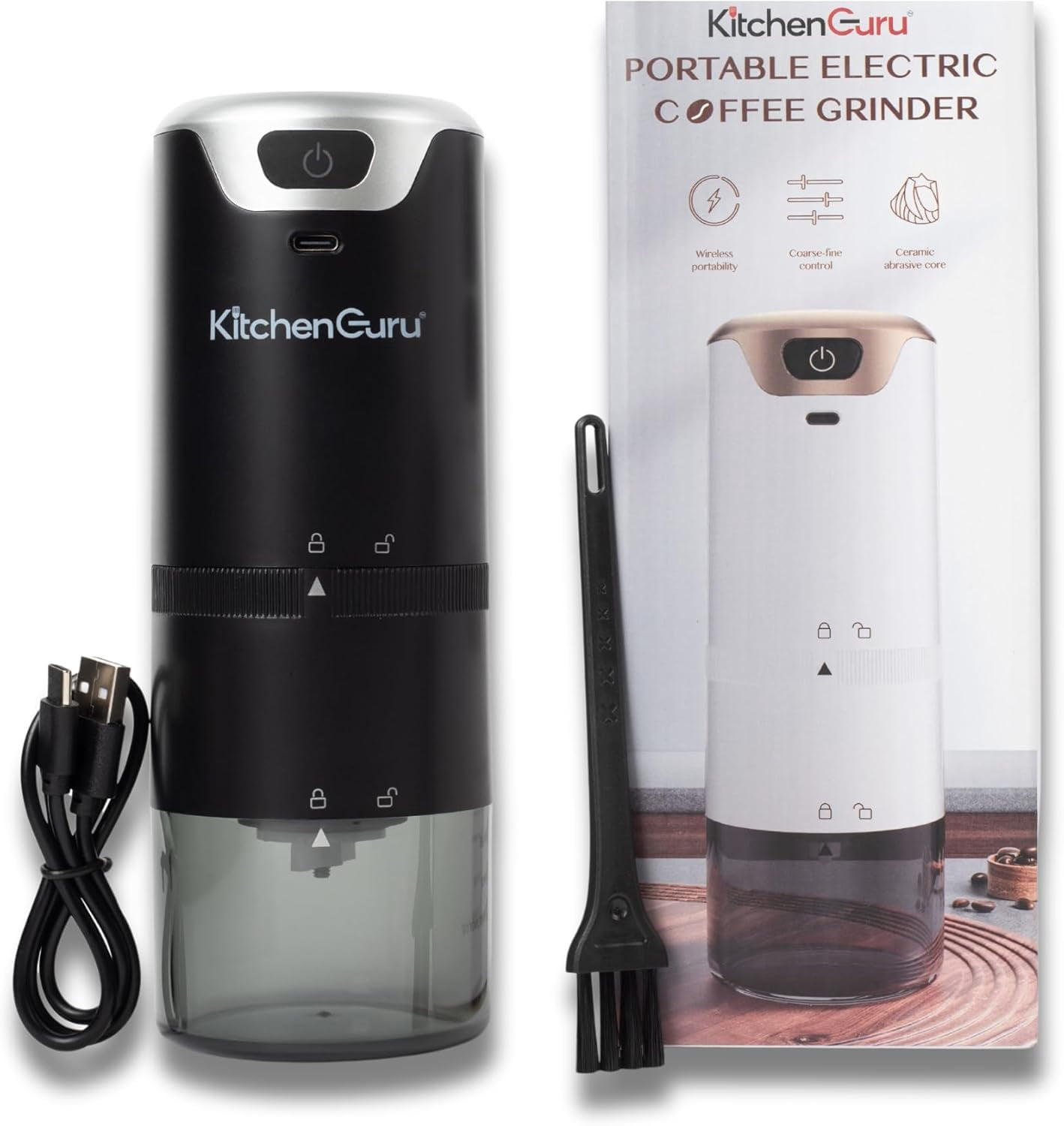 KitchenGuru Portable Electric Coffee Grinder USB Rechargeable Appliance ...
