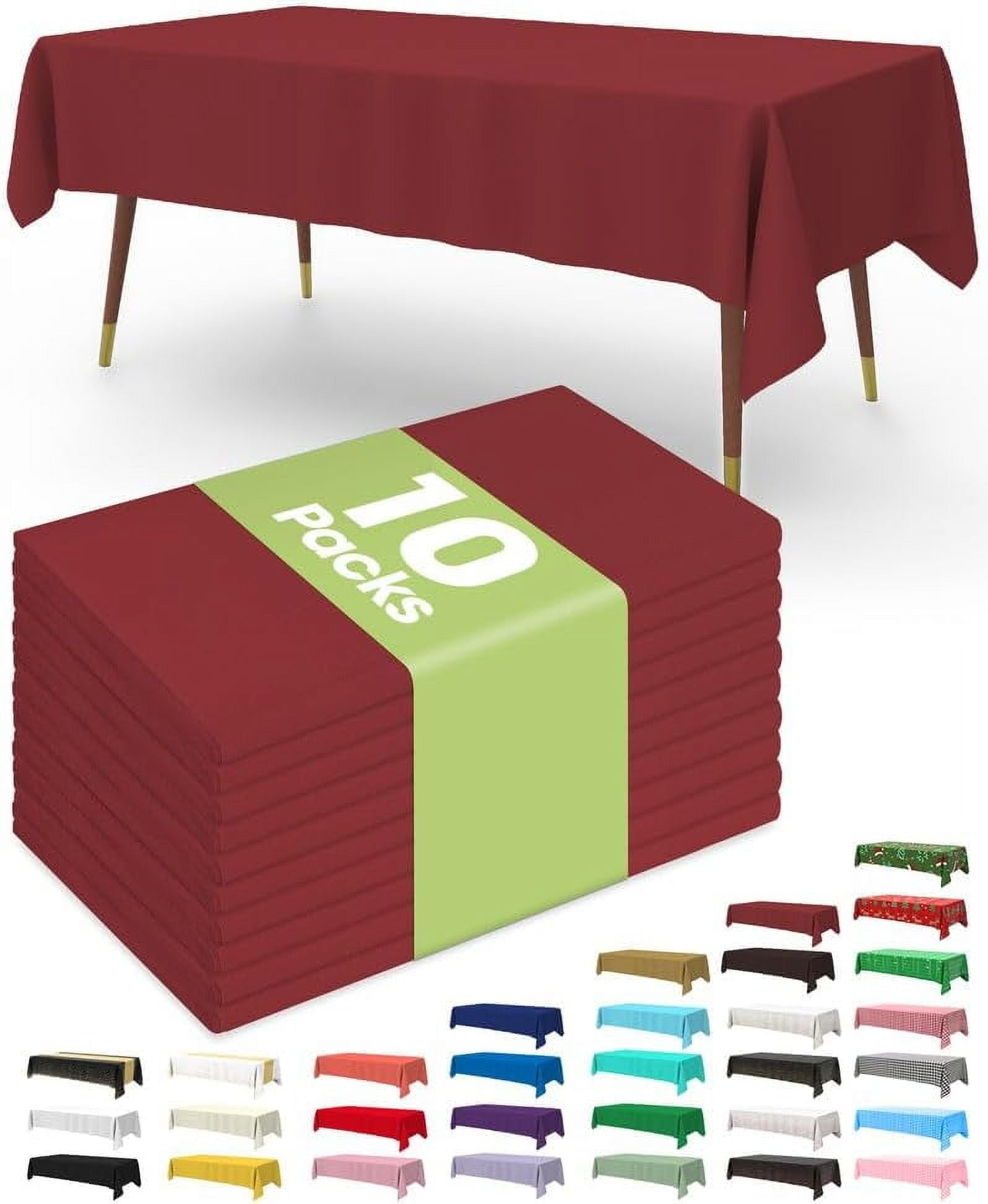 KitchenK Plastic Table Cloth Disposable 10 Pack, 54 x 108 Inch Table ...