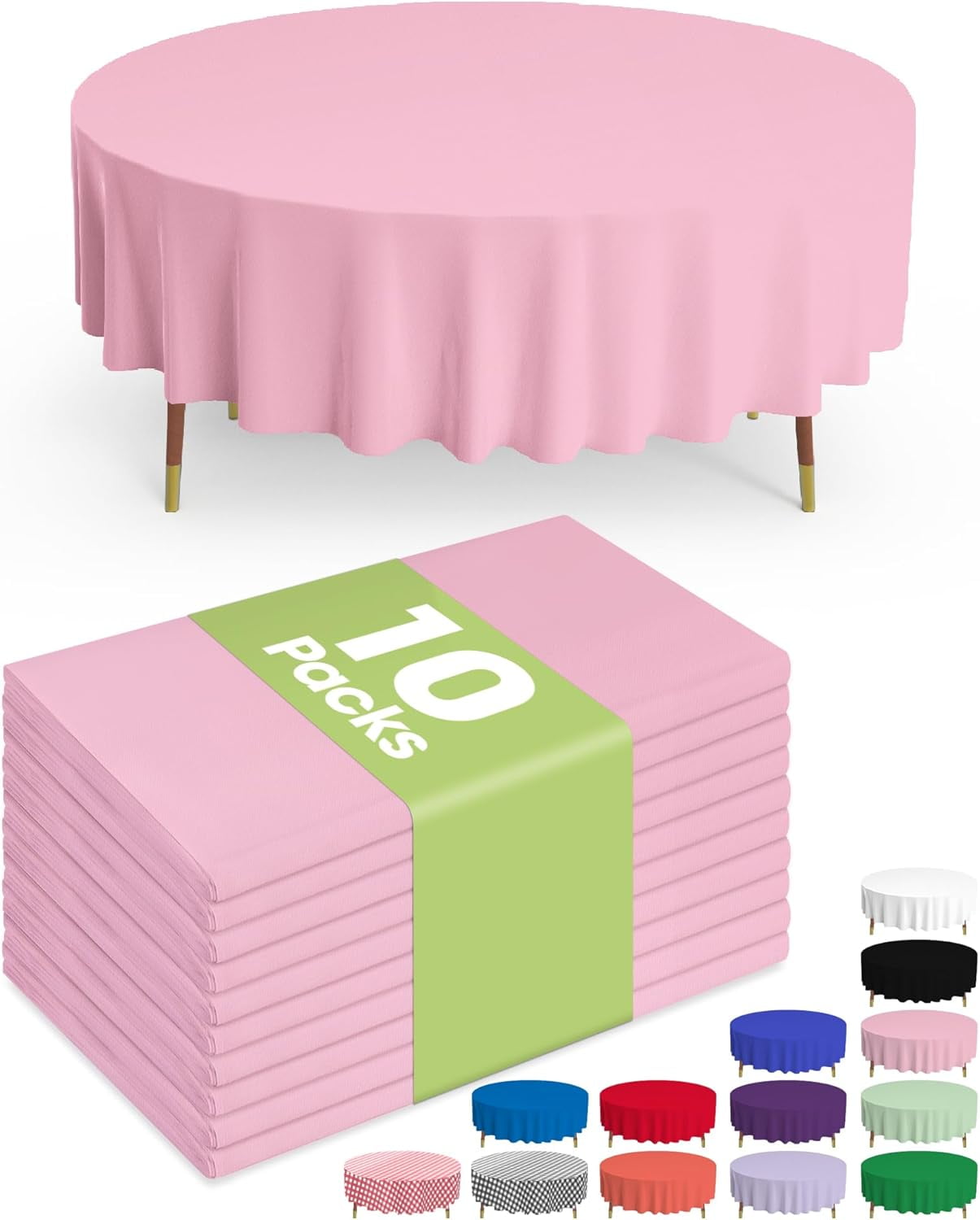 KitchenK Plastic Table Cloth Disposable 10 Pack, 84'' Round Table ...