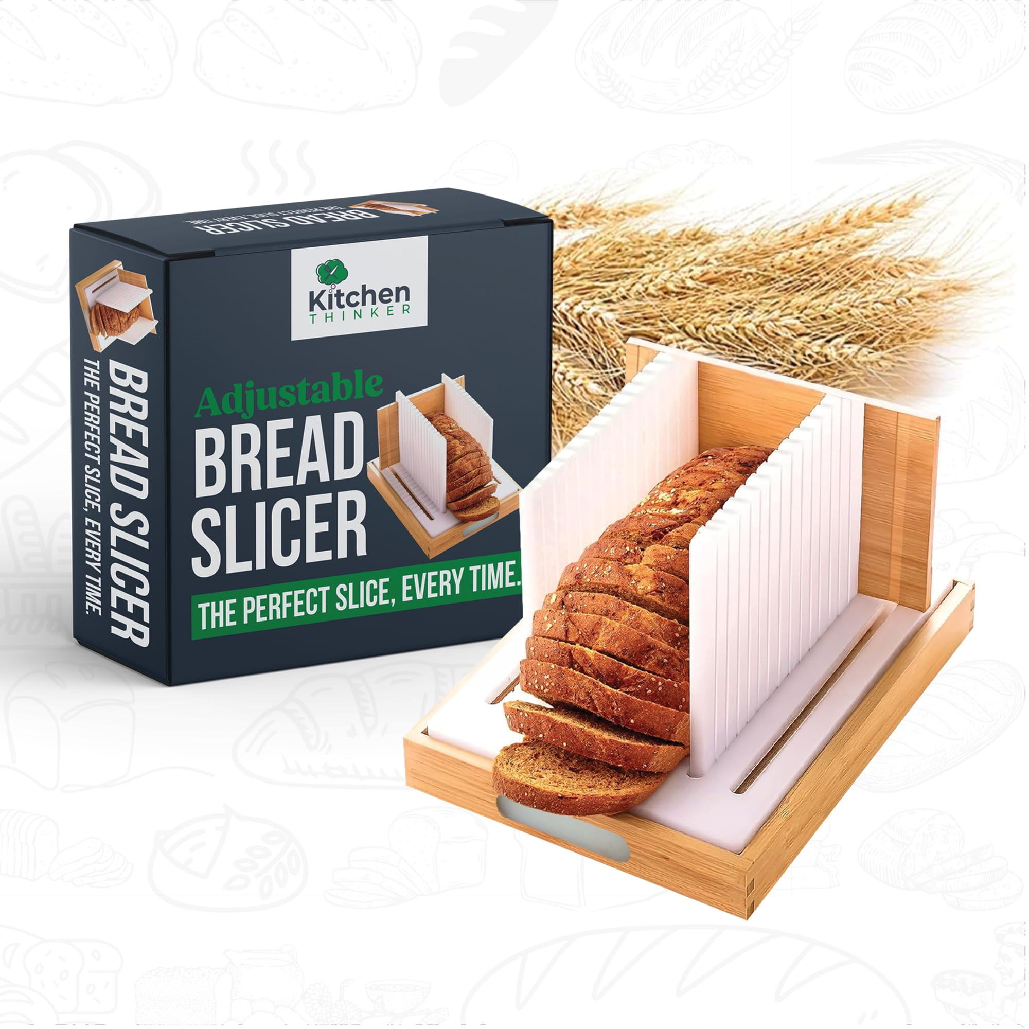 KitchenThinker Upgraded Bread Slicer for Homemade Bread, 3 Adjustable ...
