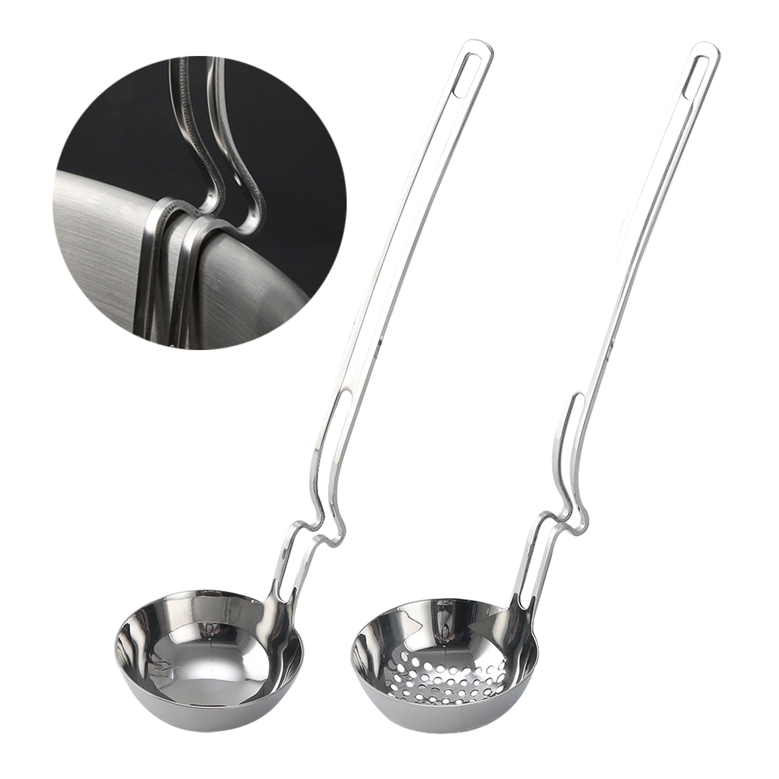 KitchenTrend 2-piece 18/0 Side Rest Hanging Ladle & Slotted Spoon ...