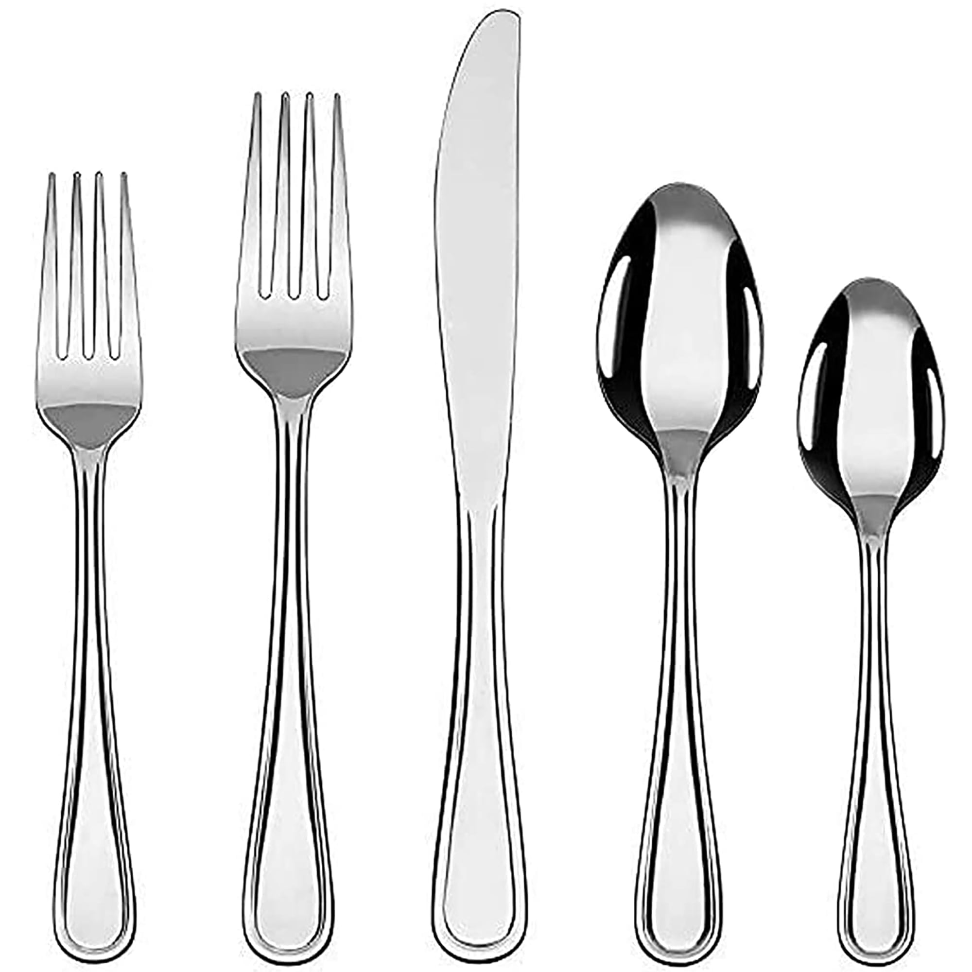 KitchenTrend 40Pc Stainless Steel Utensil Set: Forks, Knives, Spoons ...