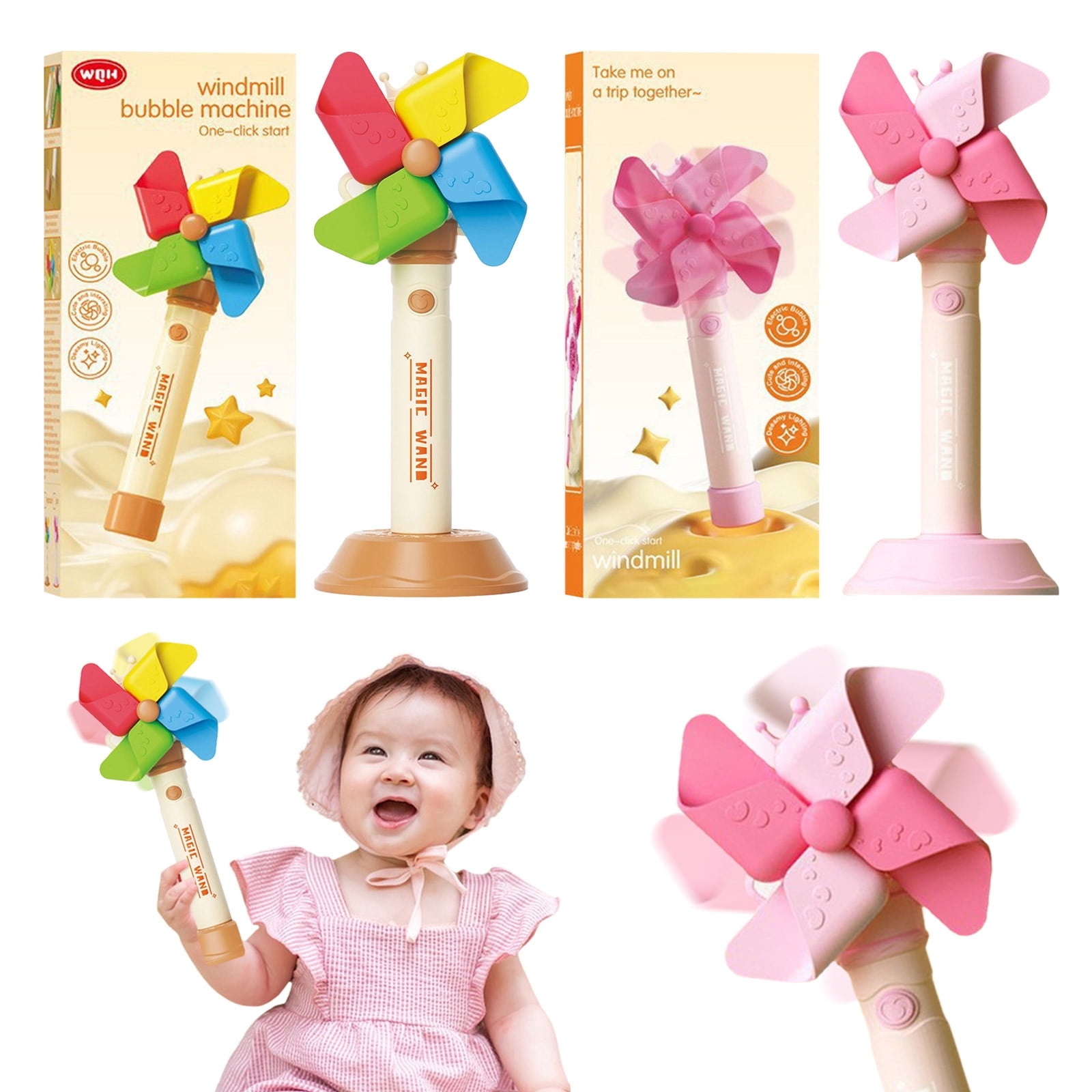 KitchenYYBD Windmill Bubble Machine For Kids Portable Battery Operated ...