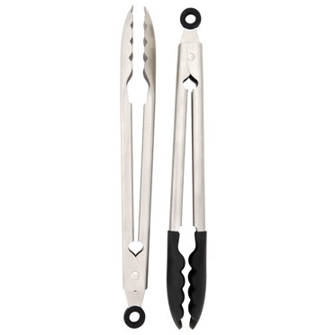Farberware Stainless Steel Mini Locking Tongs with Silicone Tips, 2 ...