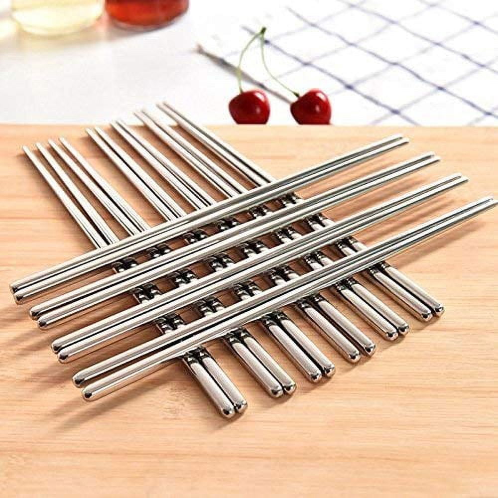 Kitchennest 5 Pair 304 Stainless Steel Chopsticks Set Chinese Sliver ...