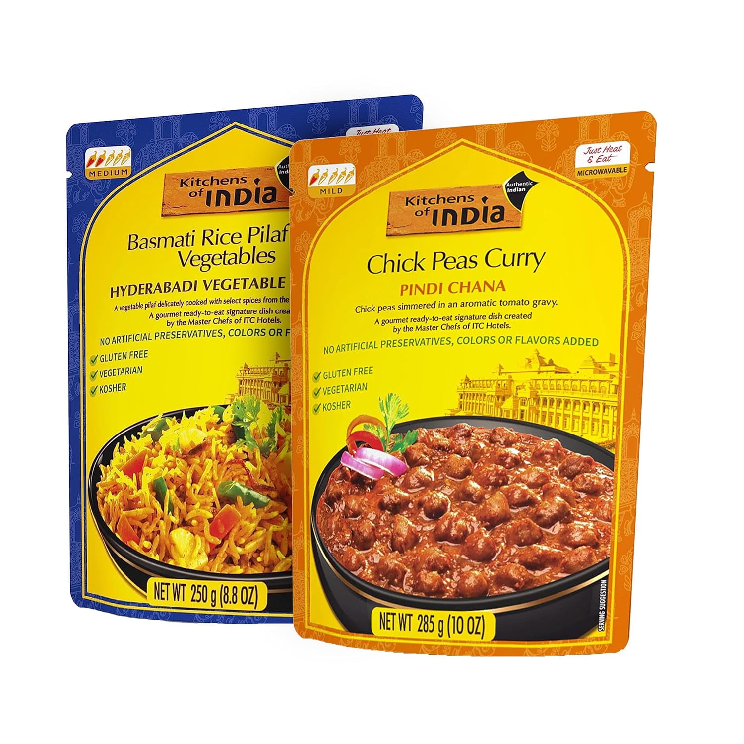 Kitchens of India- Pindi Chana – Chick Peas Curry, 285g (10 OZ) + Hyderabadi Vegetable Biryani ...