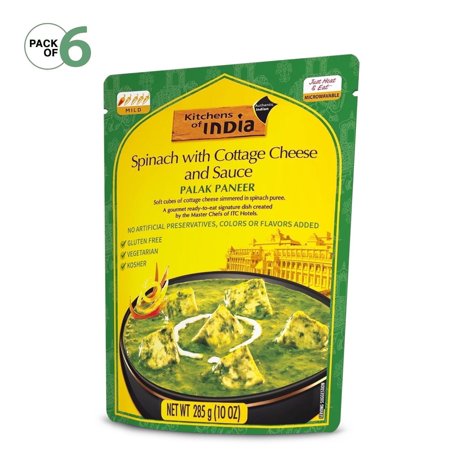 Kitchens of India Ready-to-Eat, Palak Paneer, (Pack of 6) Spinach with ...