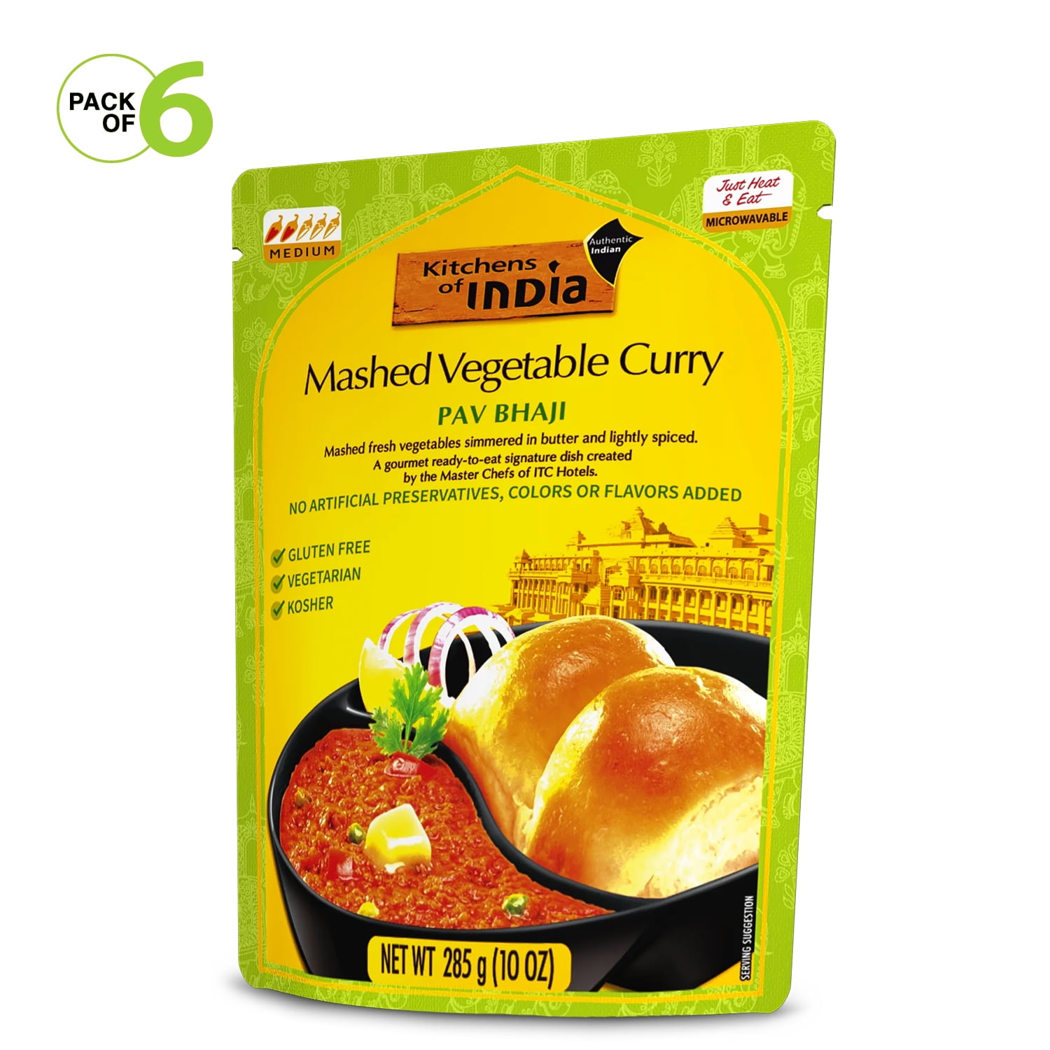 Kitchens of India Ready-To Eat, Pav Bhaji, Mashed Vegetable Curry ...
