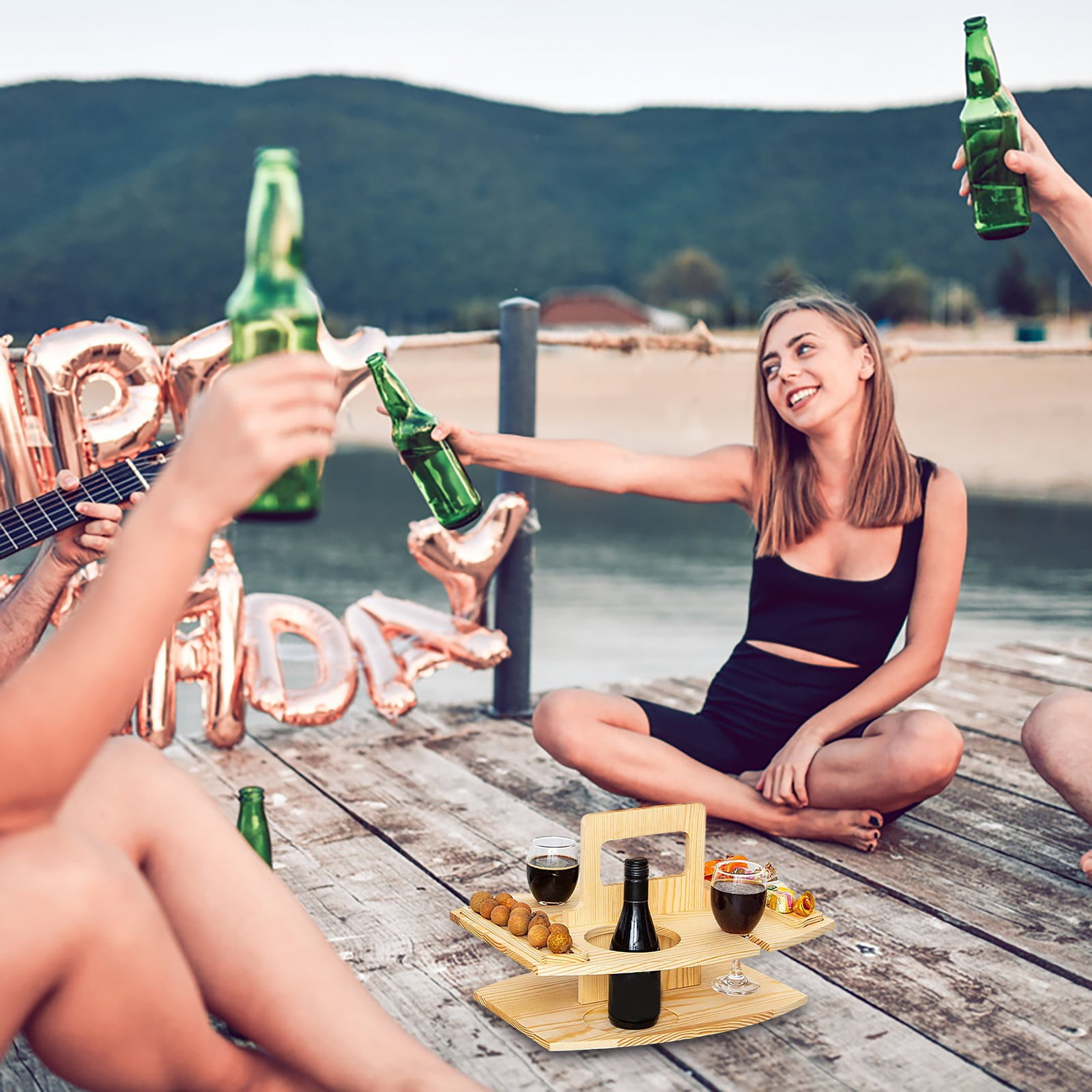 Kitchenware Clearance Sale, Fruit Table Wine Glass Rack Khaki Wooden ...