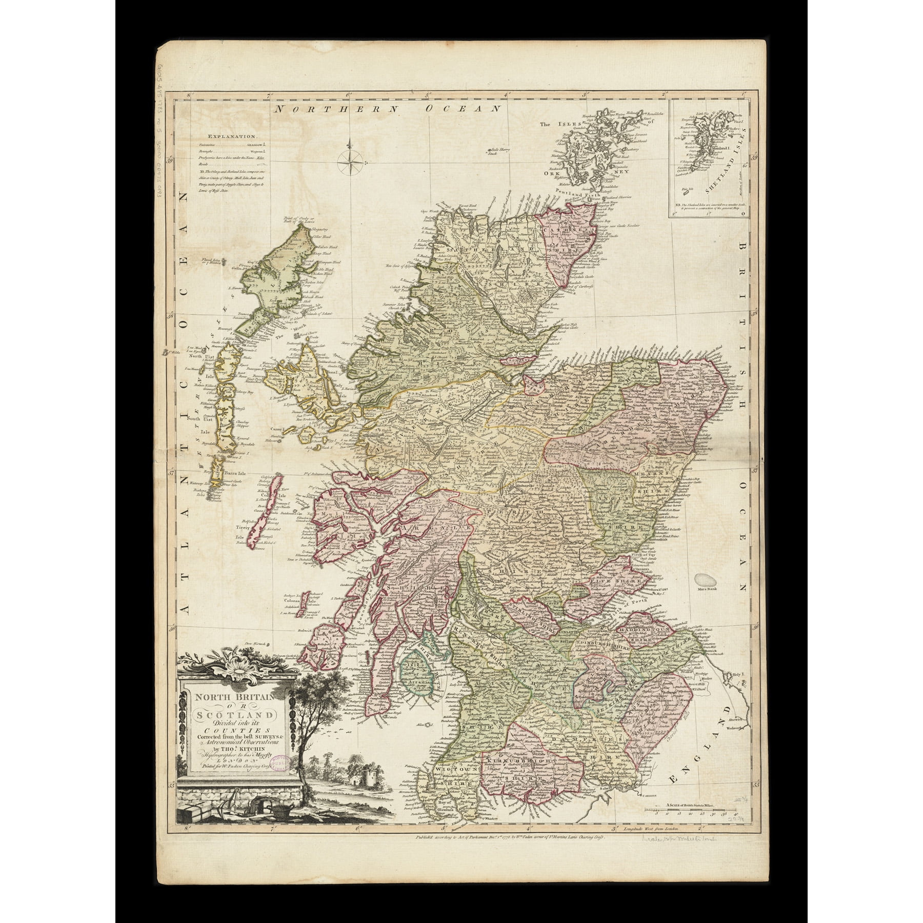 Kitchin 1778 Map Scotland Counties North Britain Extra Large XL Wall ...