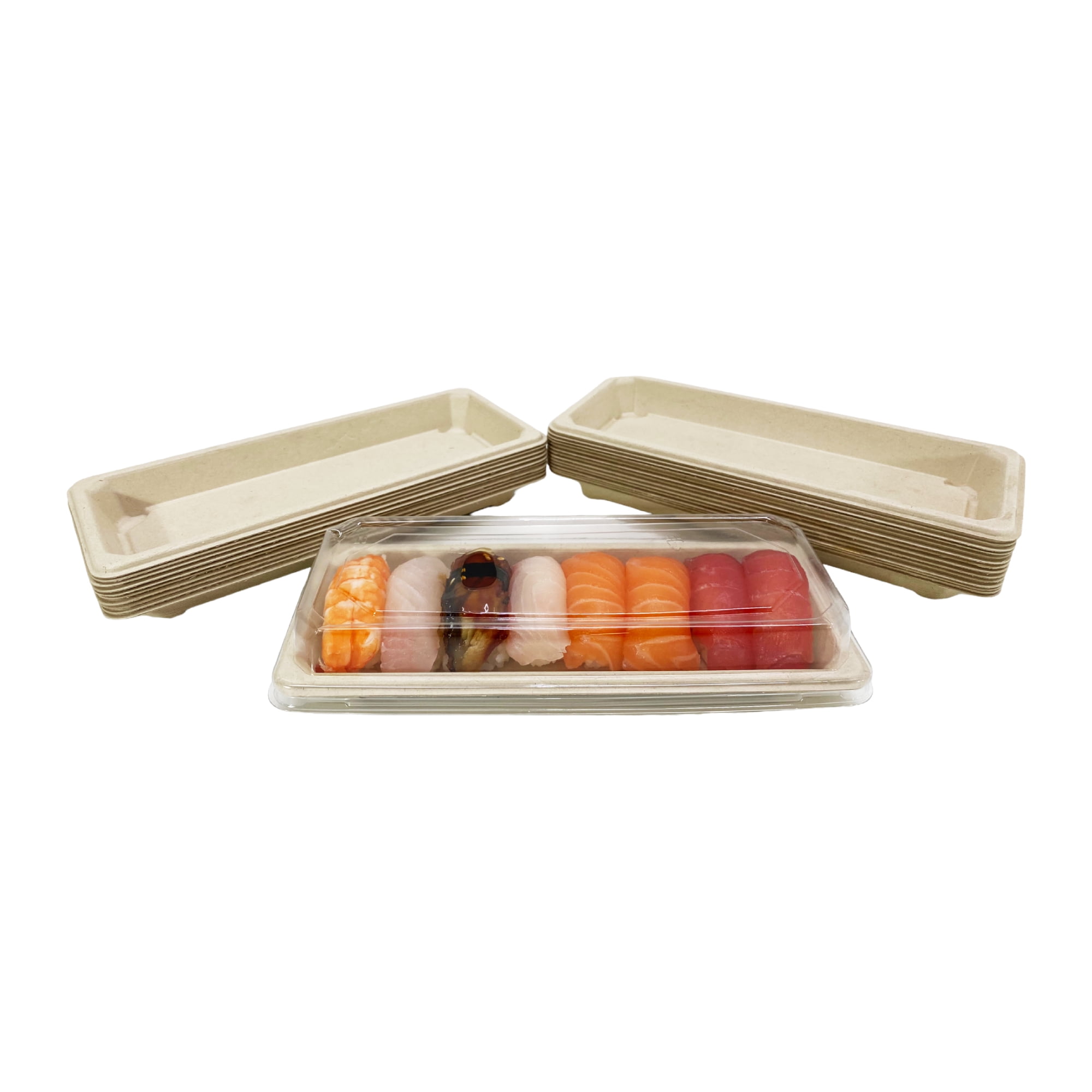 Kitchsy Disposable Trays 0.6L with Lids - Take-out Serveware for Sushi ...
