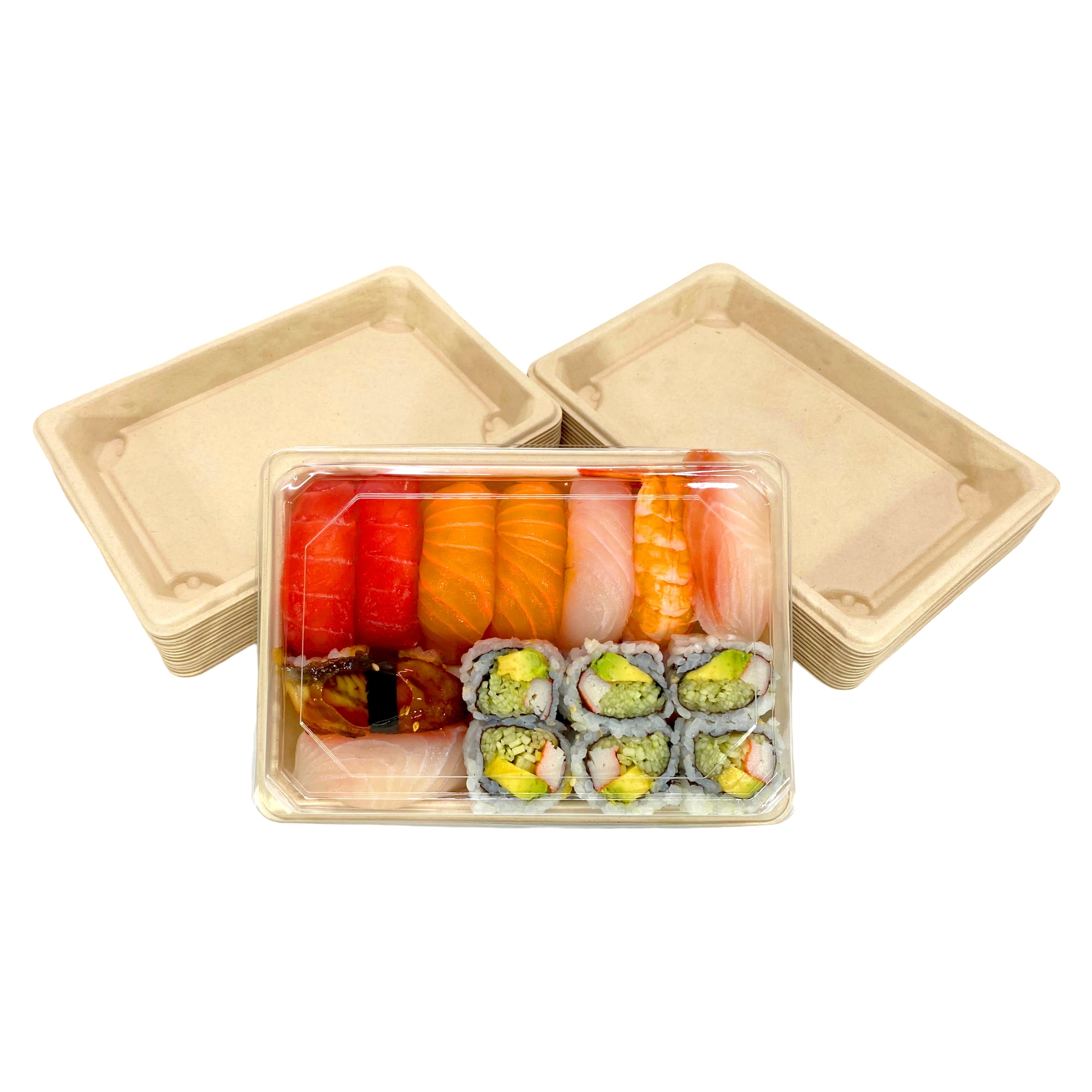 Kitchsy Disposable Trays 1.0L with Lids - Take-Out Serveware for Sushi ...