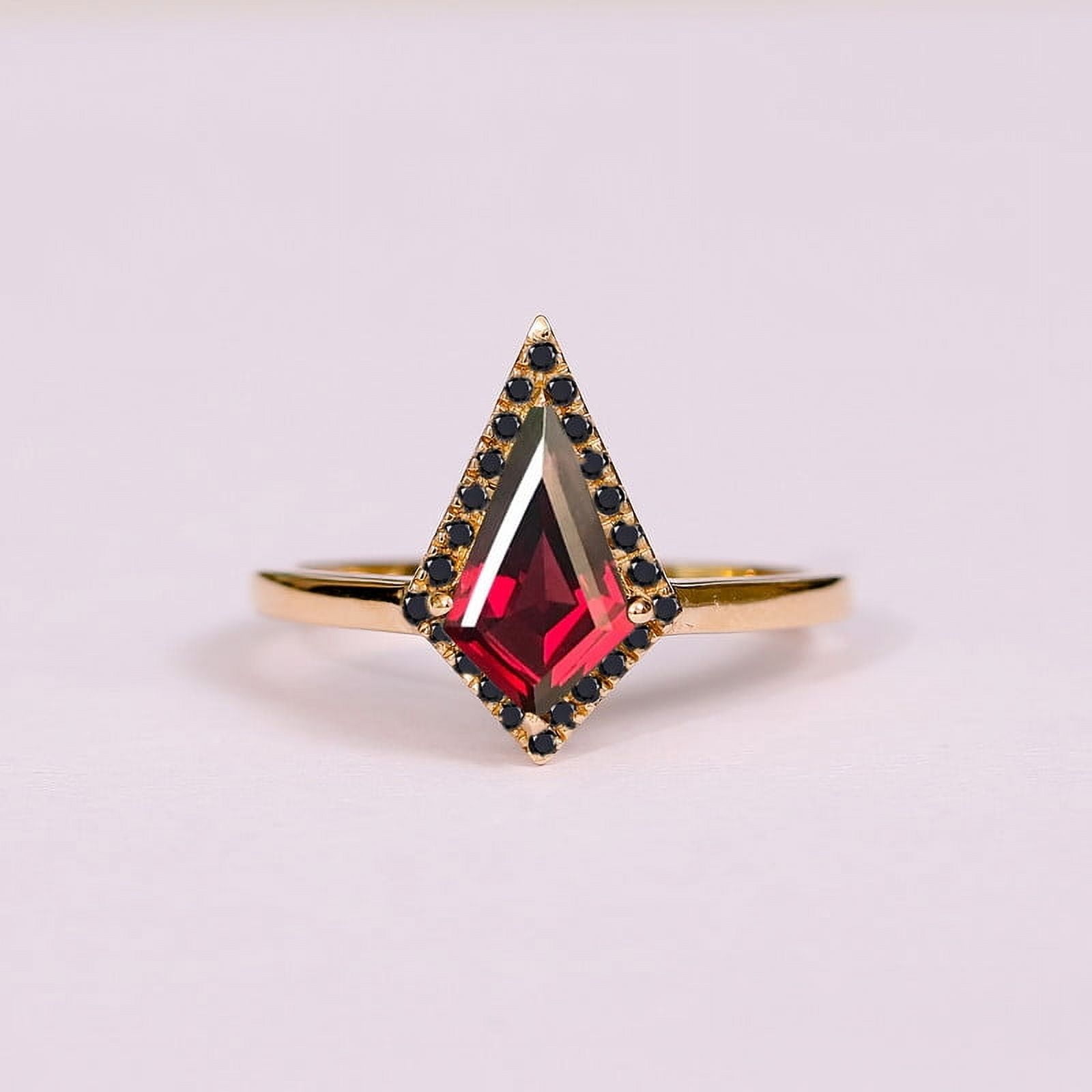 Kite Cut Garnet and Black Onyx Stackable Ring, 925 Starling Silver Ring, Janary Birthstone ...