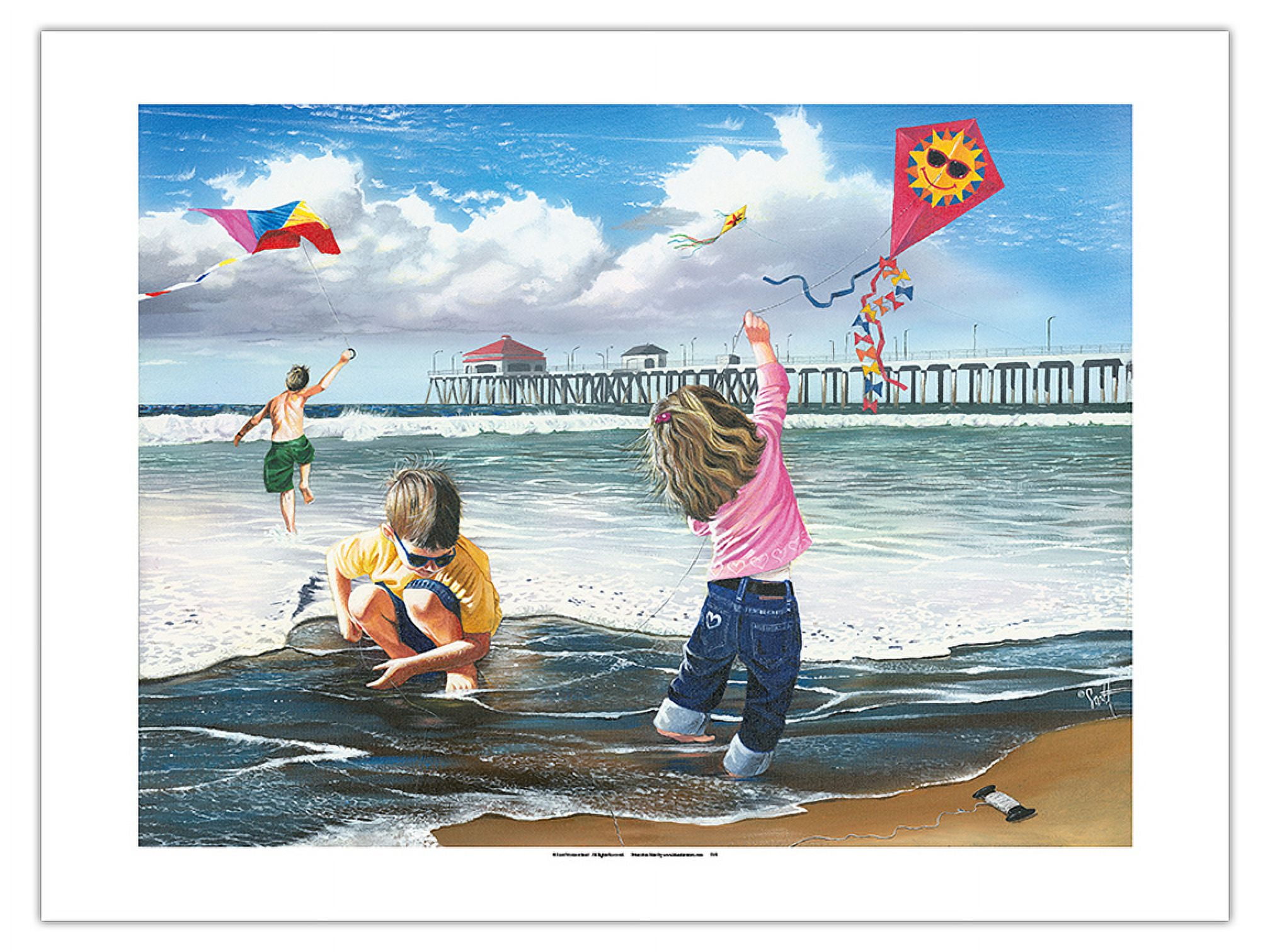 Kite Kids - At the Beach - From an Original Color Painting by Scott ...
