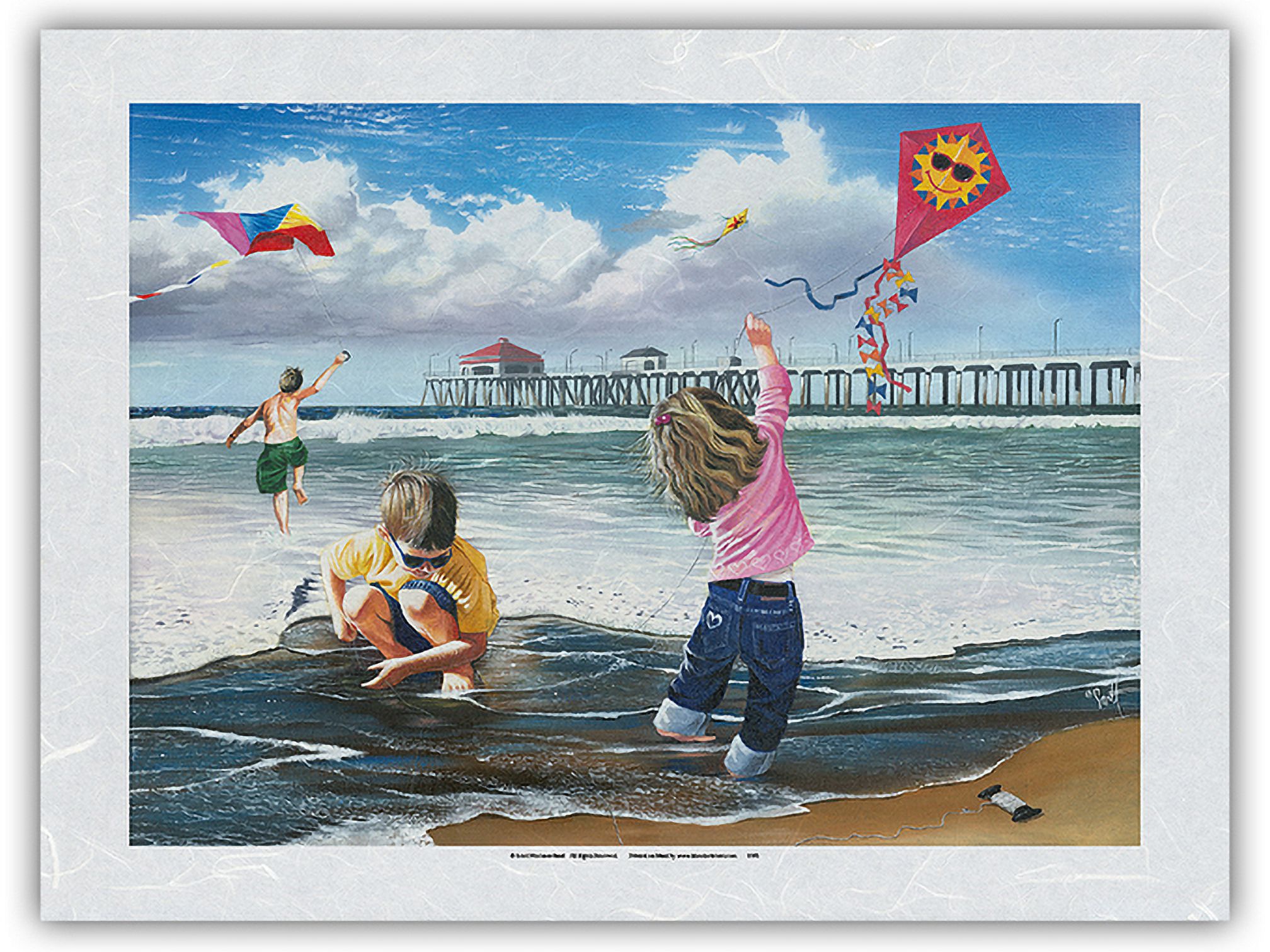 Kite Kids - At the Beach - From an Original Color Painting by Scott ...