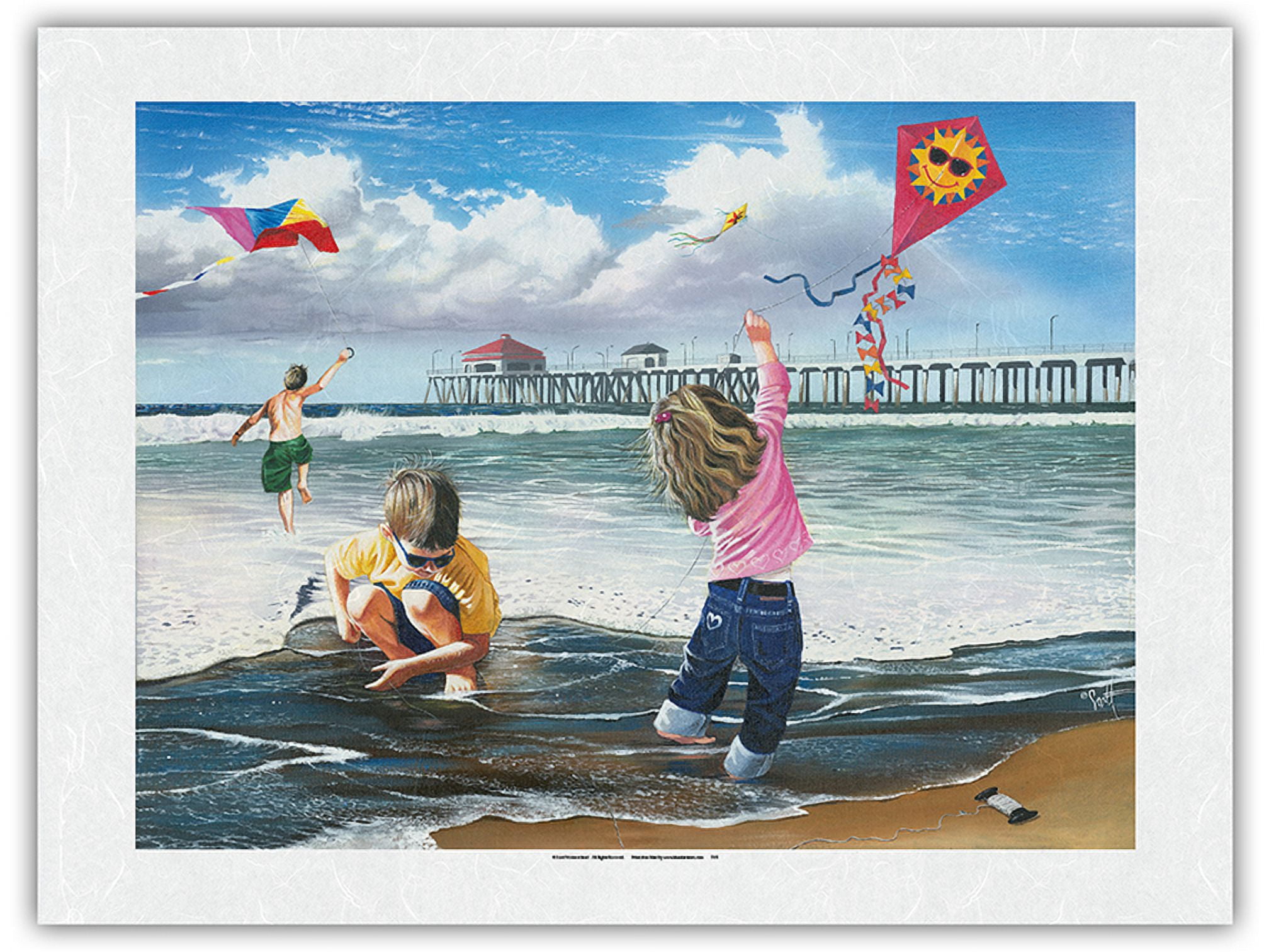 Kite Kids - At the Beach - From an Original Color Painting by Scott ...