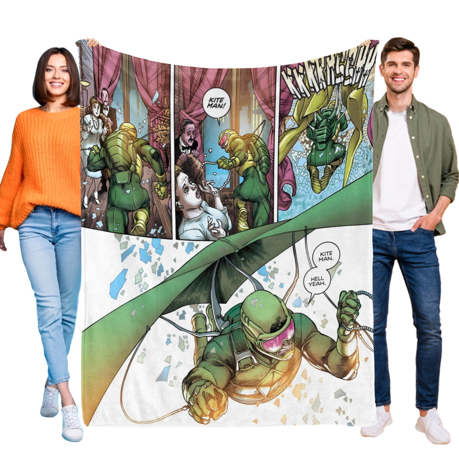 Kite Man Hell Yeah! Flannel Throw Blanket Warm 3D Printed Flannel Throw ...