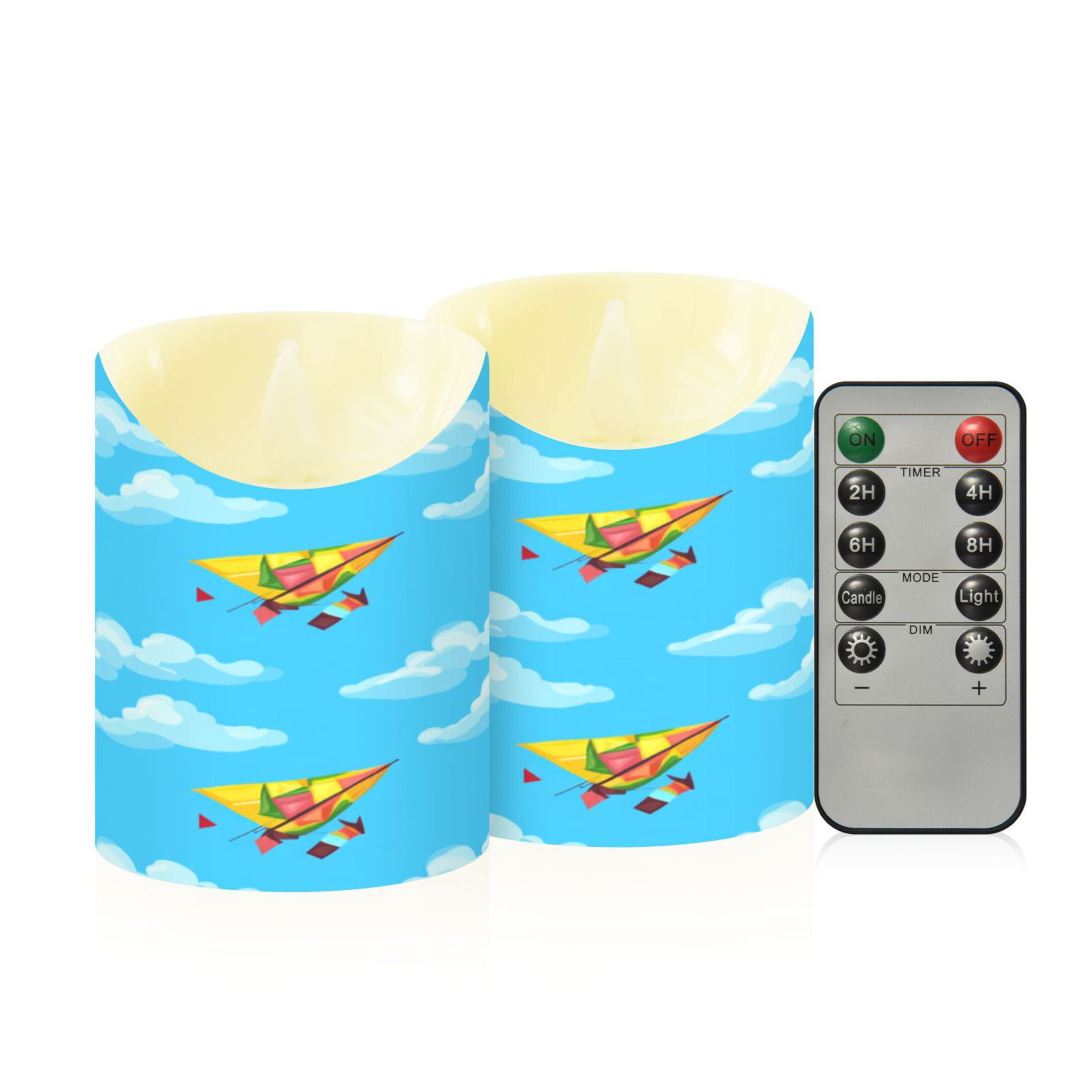 Kite Pattern Flameless Candles 2 PCS with Remote Realistic Moving Flame ...