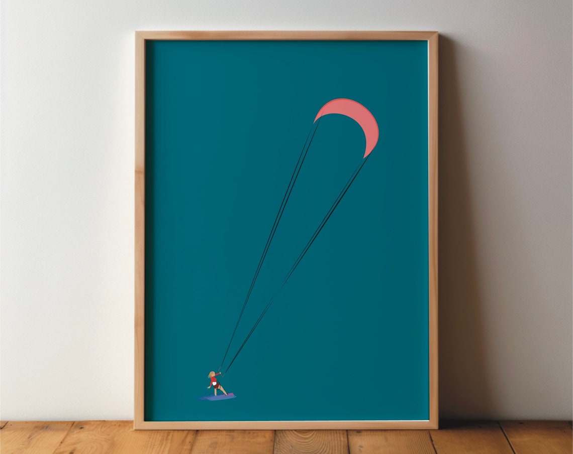 Kite Surfer, Kite Surfing Poster - Sports Poster - Art, Picture, Modern ...