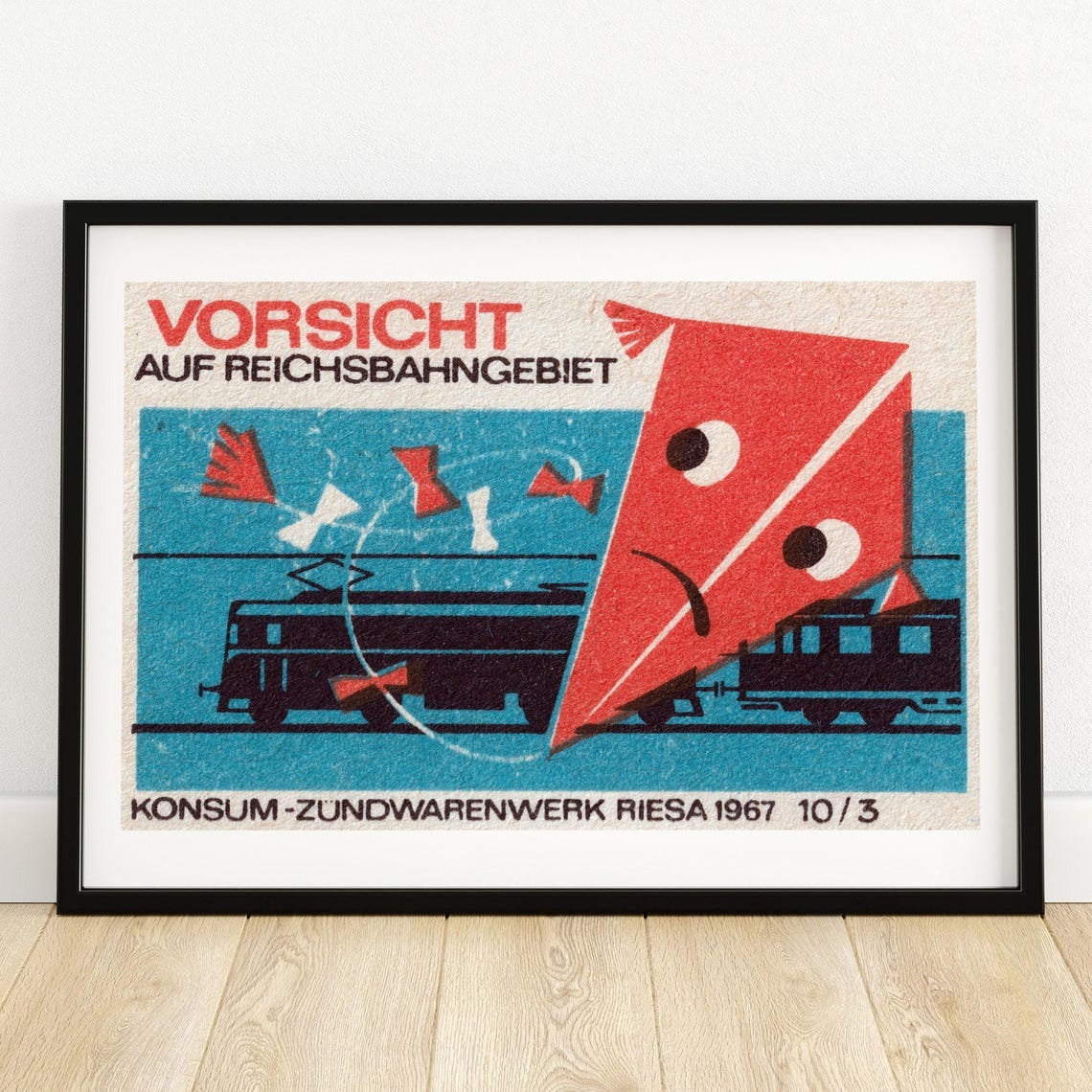 Kite Over Train Tracks - Matchbox Print - Aesthetic Wall Art - Vintage ...