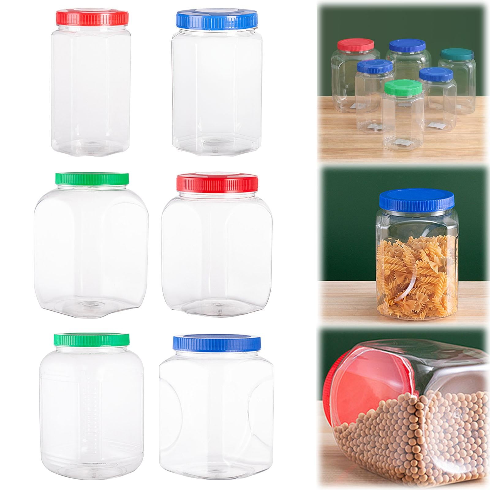 Kitecy Clear Plastic Jar Plastic Storage Jar Container with Lid ...