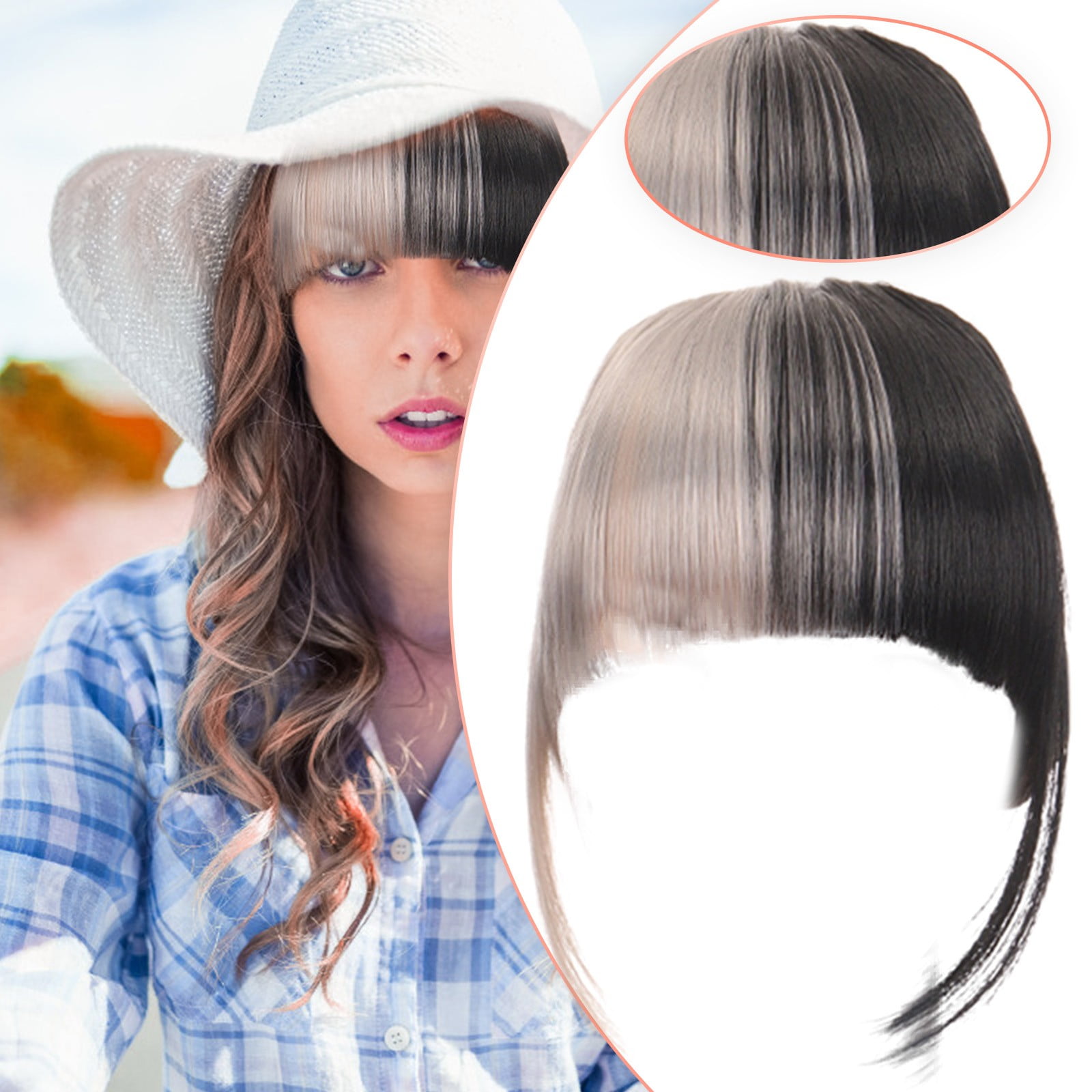 Kitecy Clip-In Fringe Wig - 100% Human Hair Bangs with Adjustable Combs ...