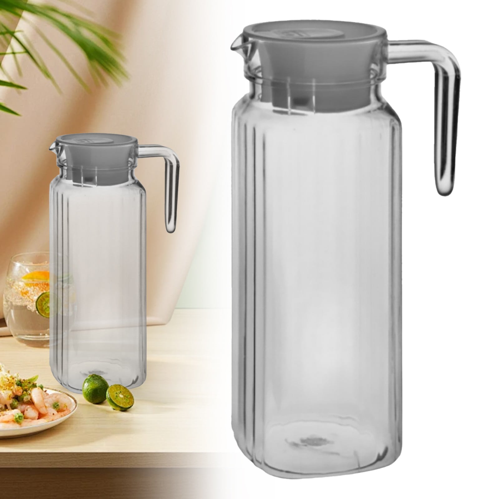 Kitecy Glass Pitcher with Lid & Spout,Clear Refrigerator Water Pitcher ...