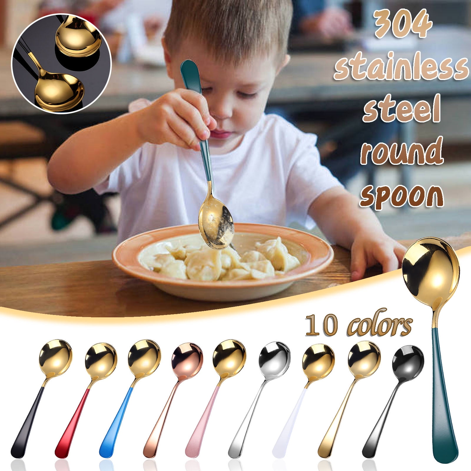 Kitecy Long Handle Soup Spoon Stainless Steel Spoon Long Handle 6.3 ...