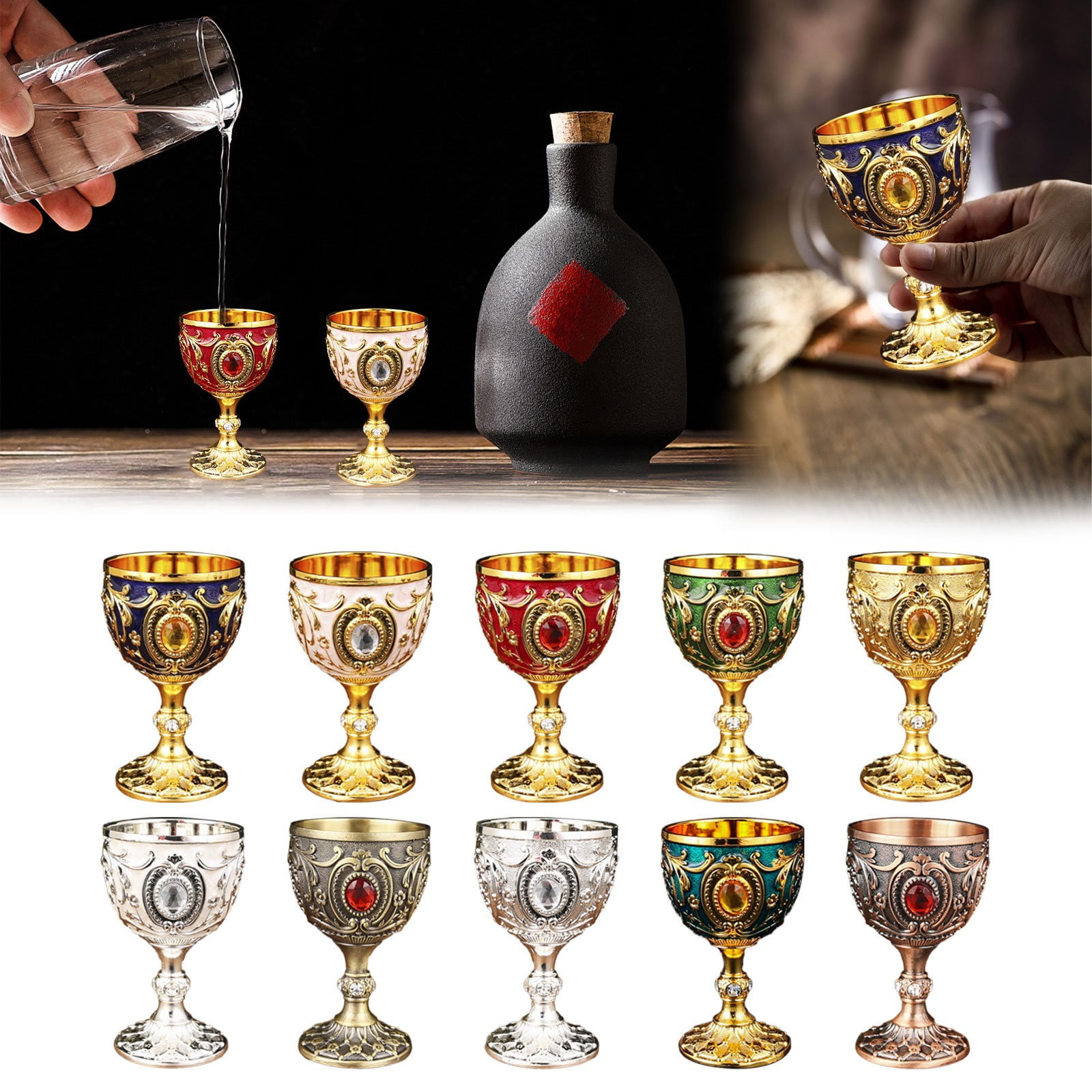 Kitecy Medieval Goblet Cup Vintage Medieval Goblet Drinking Chalice ...