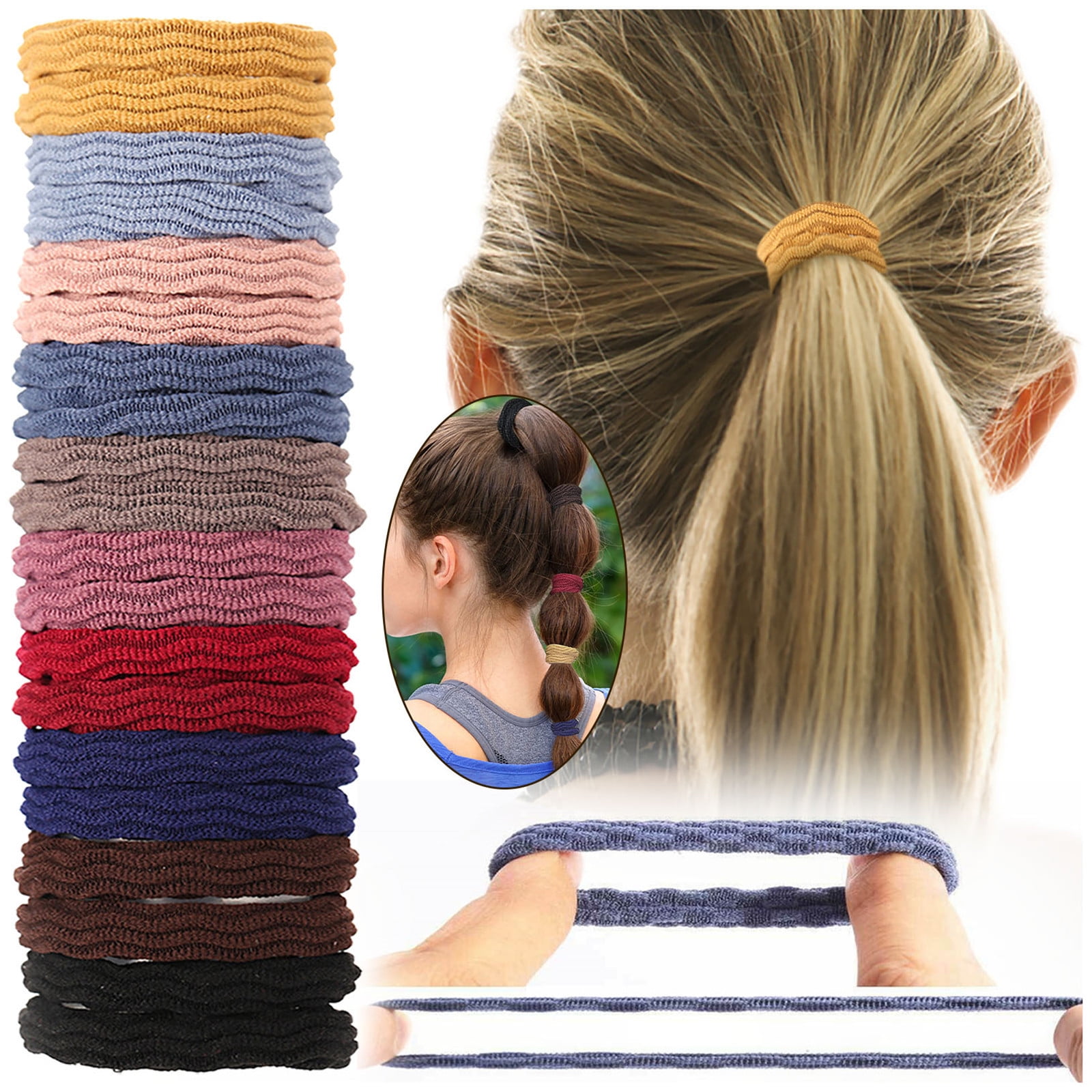 Kitecy Seamless Hair Elastics Set - Snag-Free Ponytail Holders for Thin ...