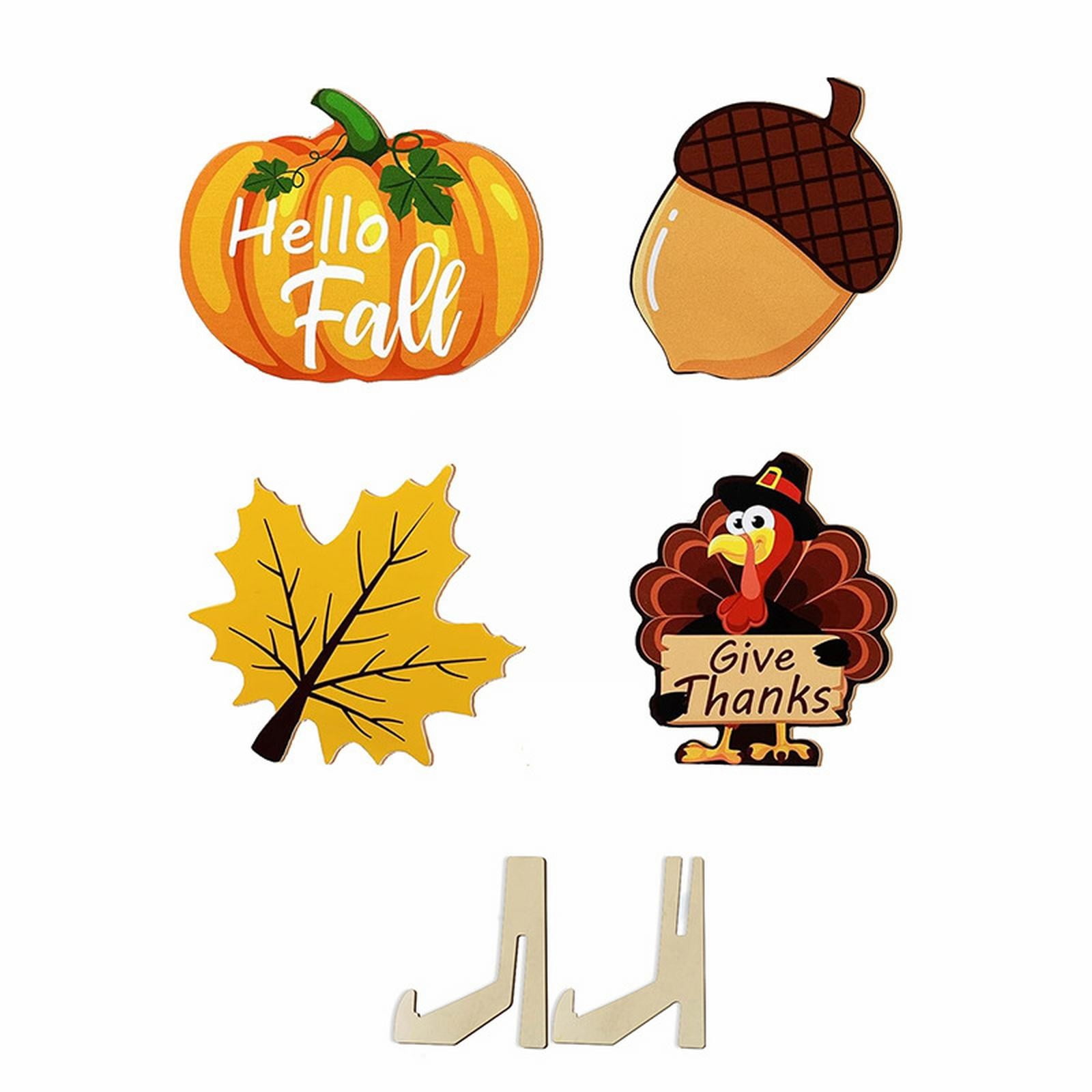 Kiteky Thanksgiving Turkey Pumpkin Maple Leaf Acorn Wooden Layered Tray ...
